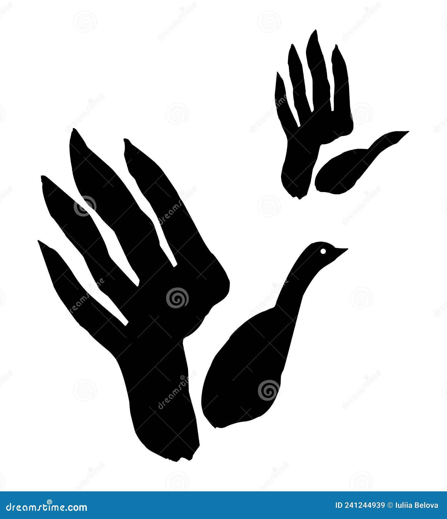 Stylized Open Palm of the Hand Like a Bird with Spread Wings ...
