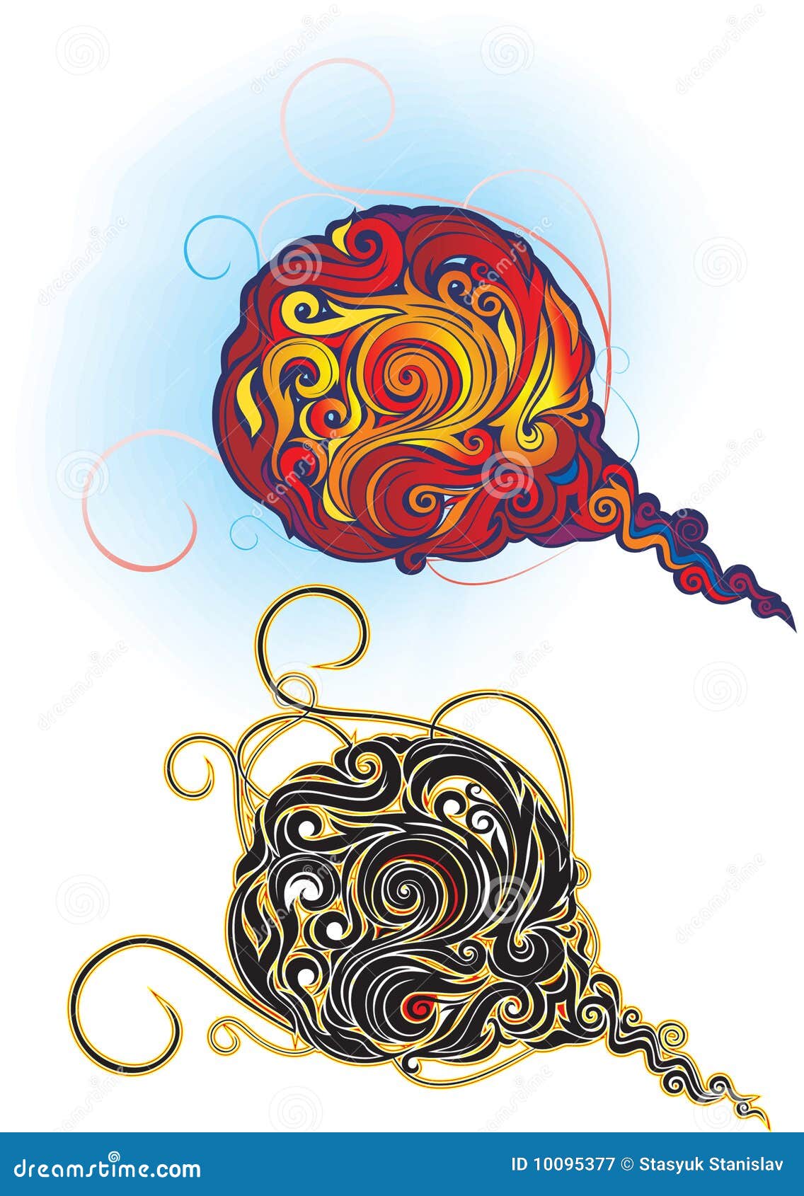 Stylized ornate fireball. stock vector. Illustration of light - 10095377