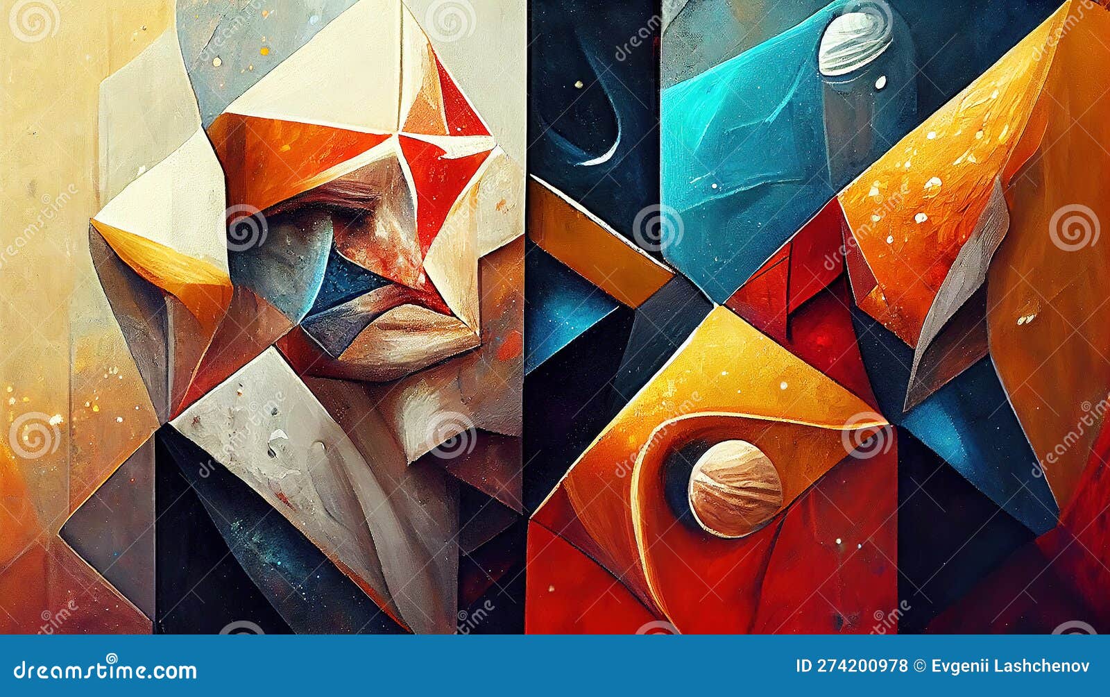 Stylized Outer Space. Abstract Space Galaxy. Imitation of Oil Painting ...
