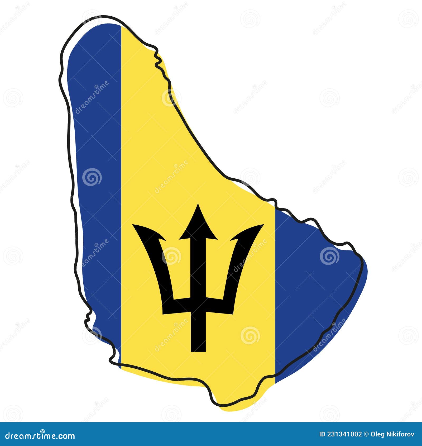 Stylized Outline Map of Barbados with National Flag Icon. Flag Color ...