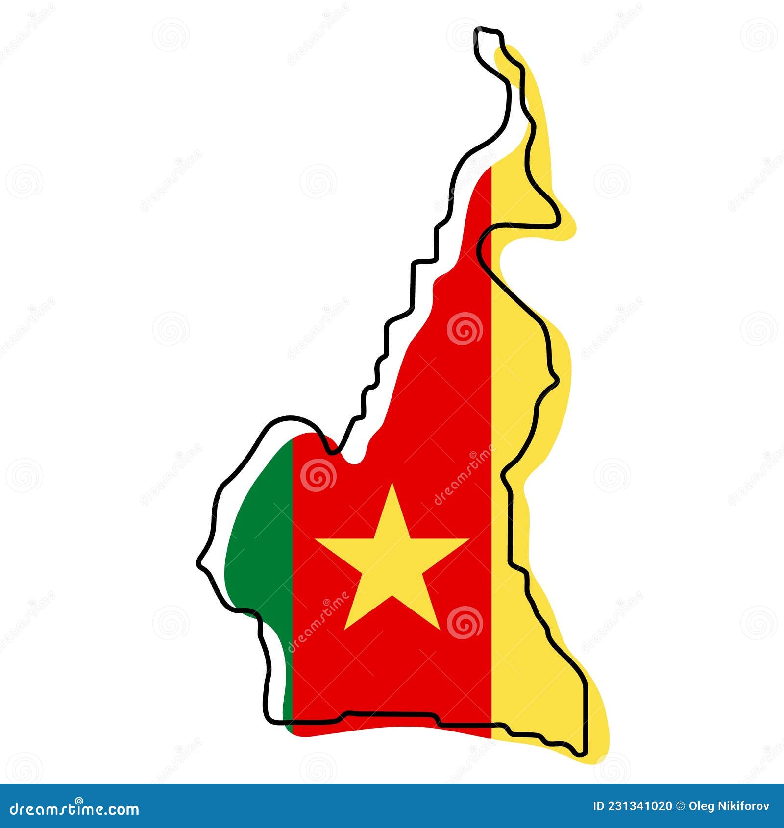 Stylized Outline Map of Cameroon with National Flag Icon. Flag Color ...