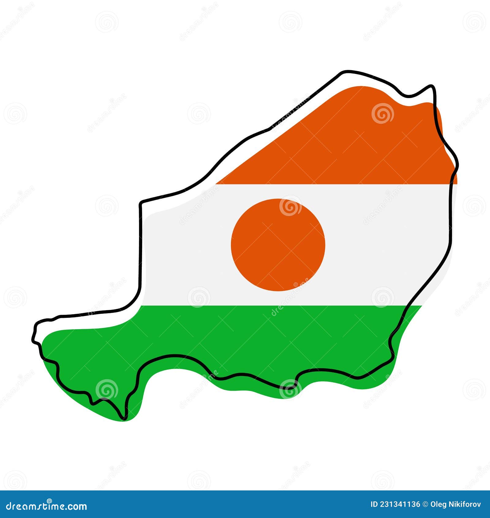Stylized Outline Map of Niger with National Flag Icon. Flag Color Map ...