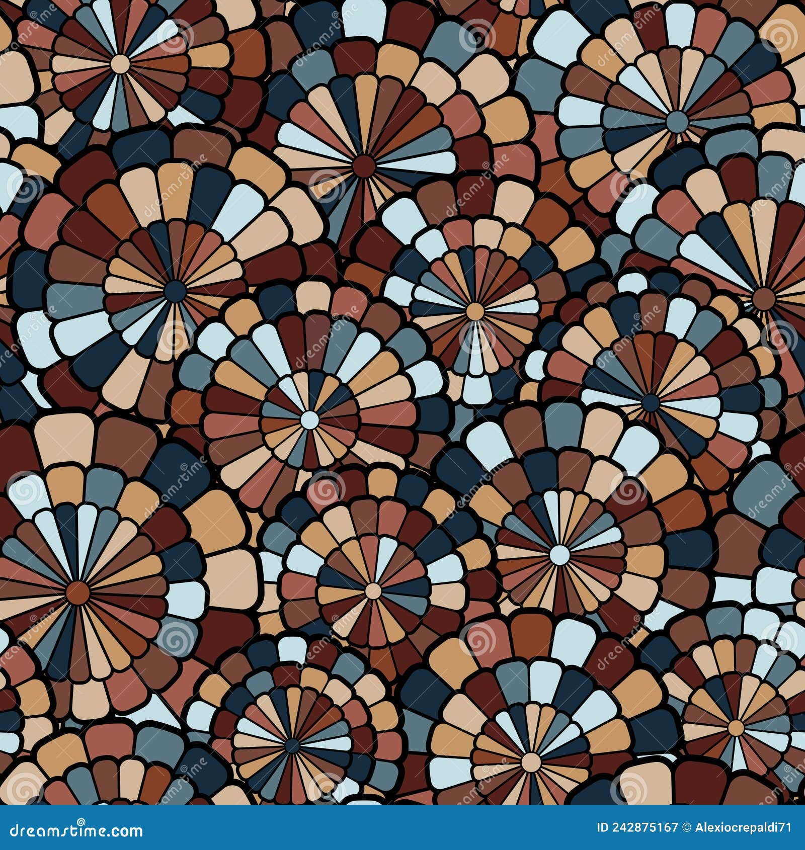 Geometric Overlapping Flowers Seamless Pattern. Vector Illustration ...