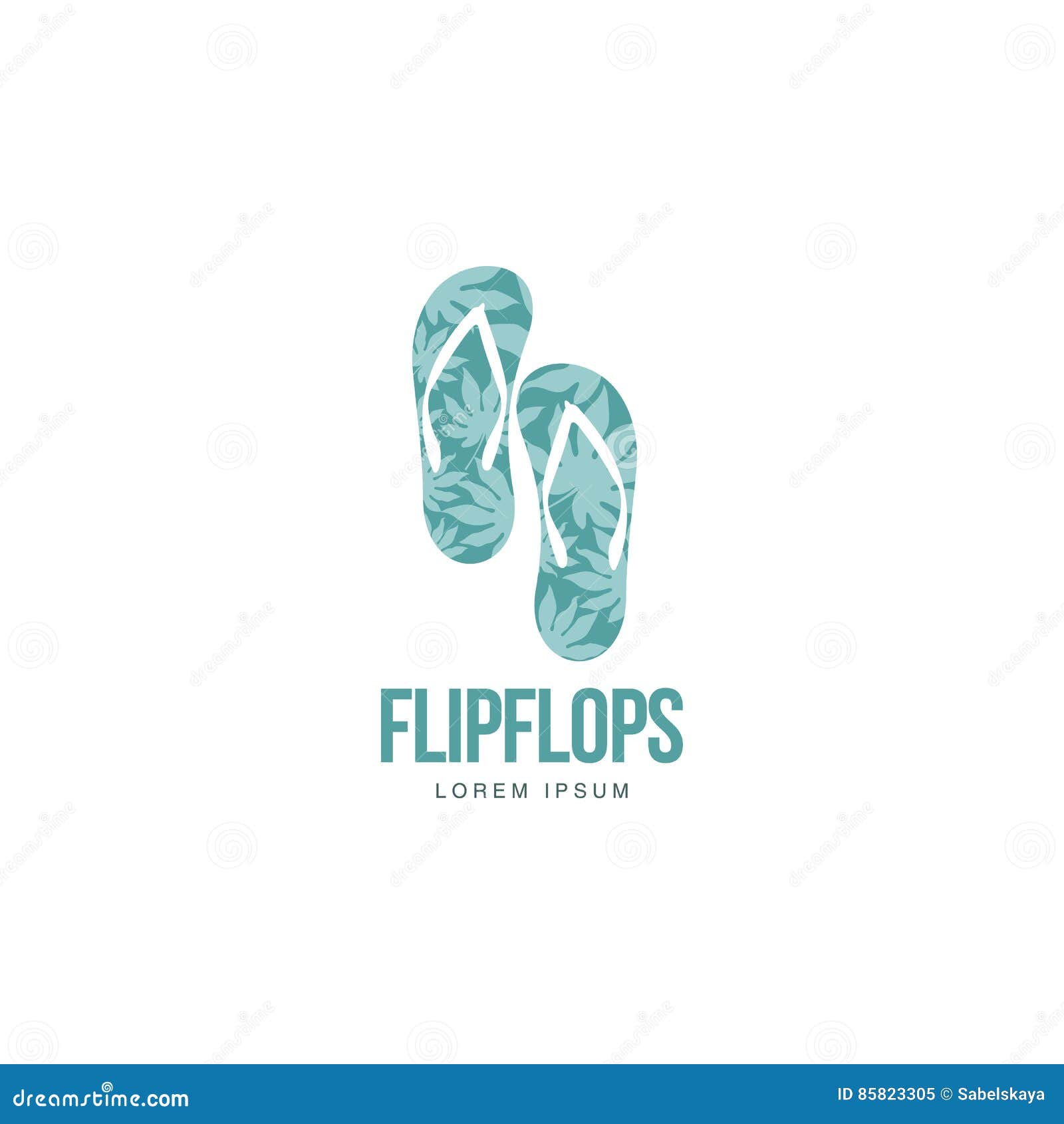Stylized Pair of Three Colored Rubber Flip Flops Logo Template Stock ...