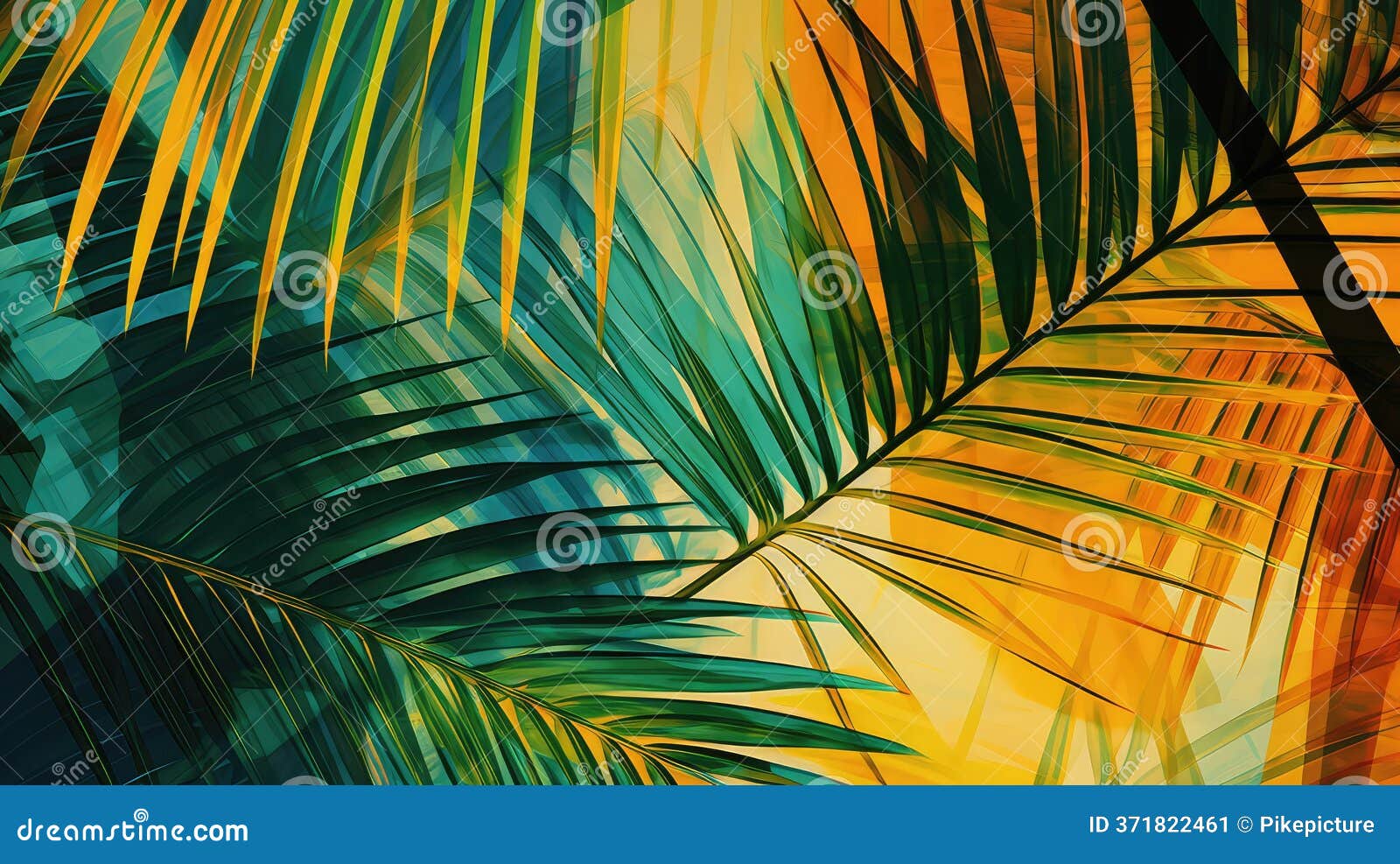 Stylized Palm Trees, Whimsical Design, Vector Graphics, Sun, Cartoon ...