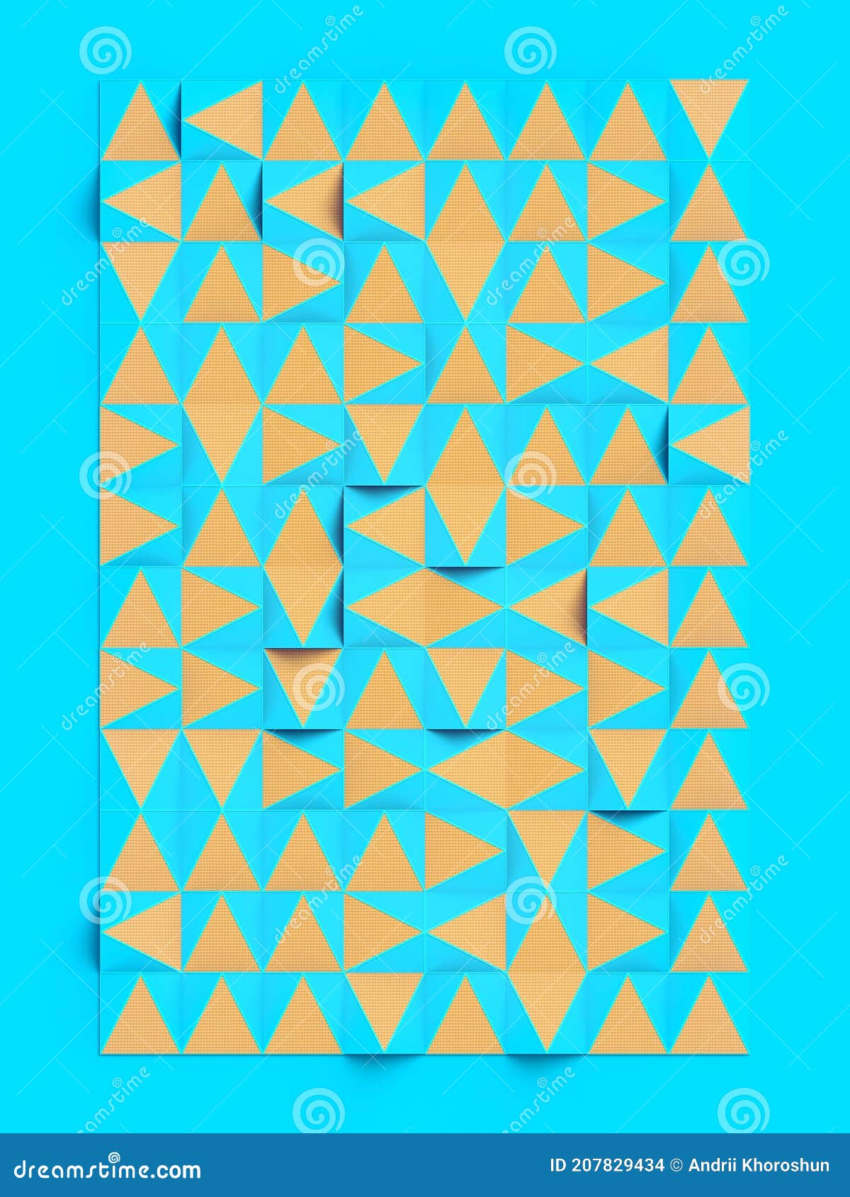 Stylized Pattern of Yellow and Blue Geometric Shapes. 3d Rendering ...