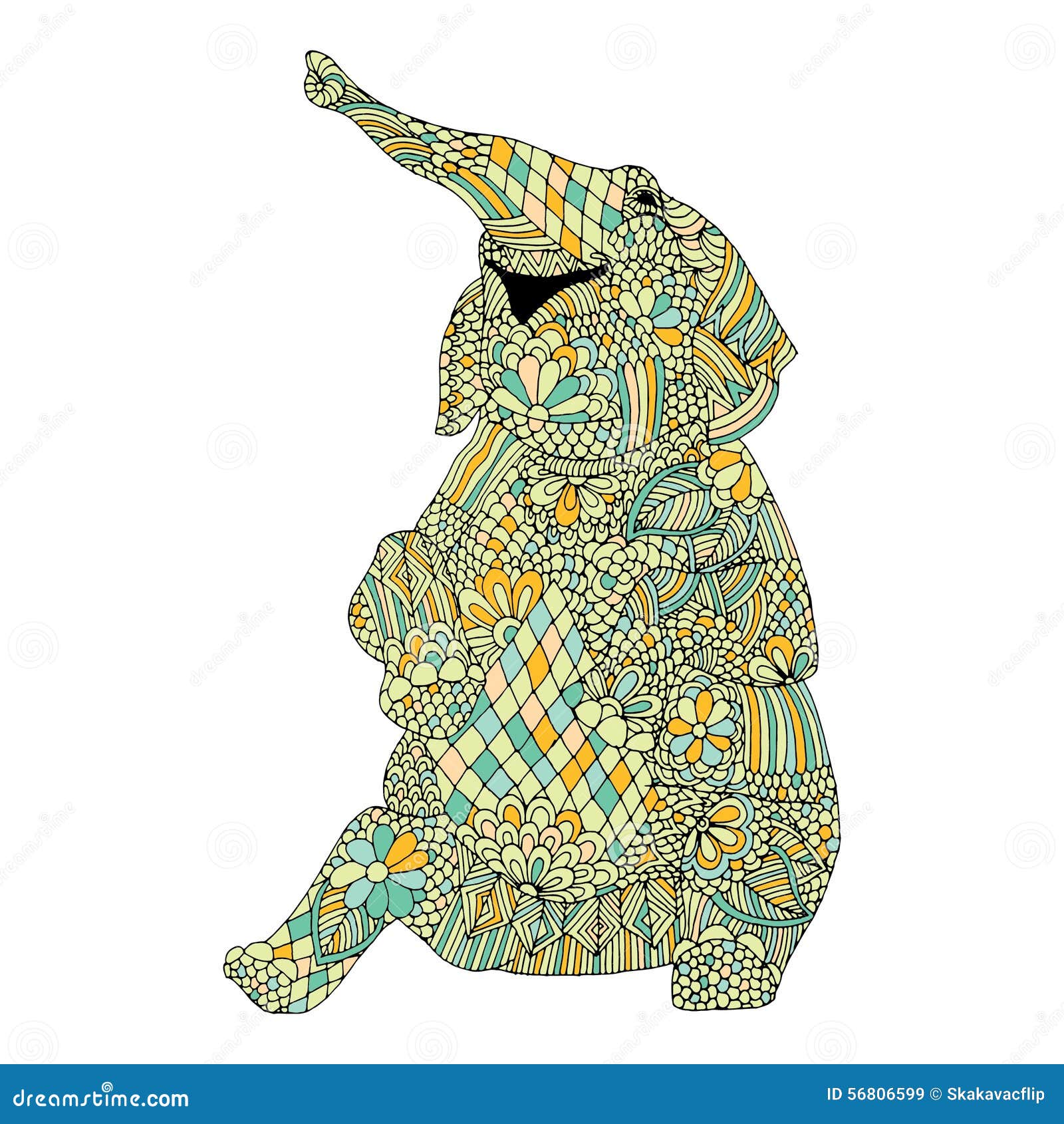 Uncolored Stylized Fir-tree. Vector Hand Drawn Artwork Royalty-Free ...