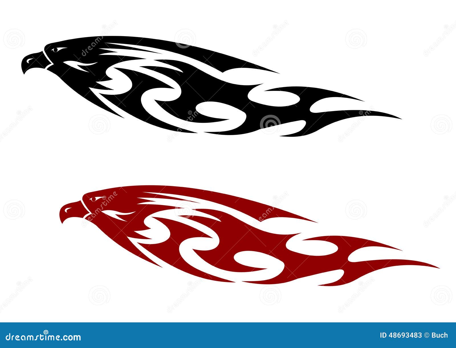 Stylized Patterned Predator Bird Stock Vector - Illustration of mascot ...