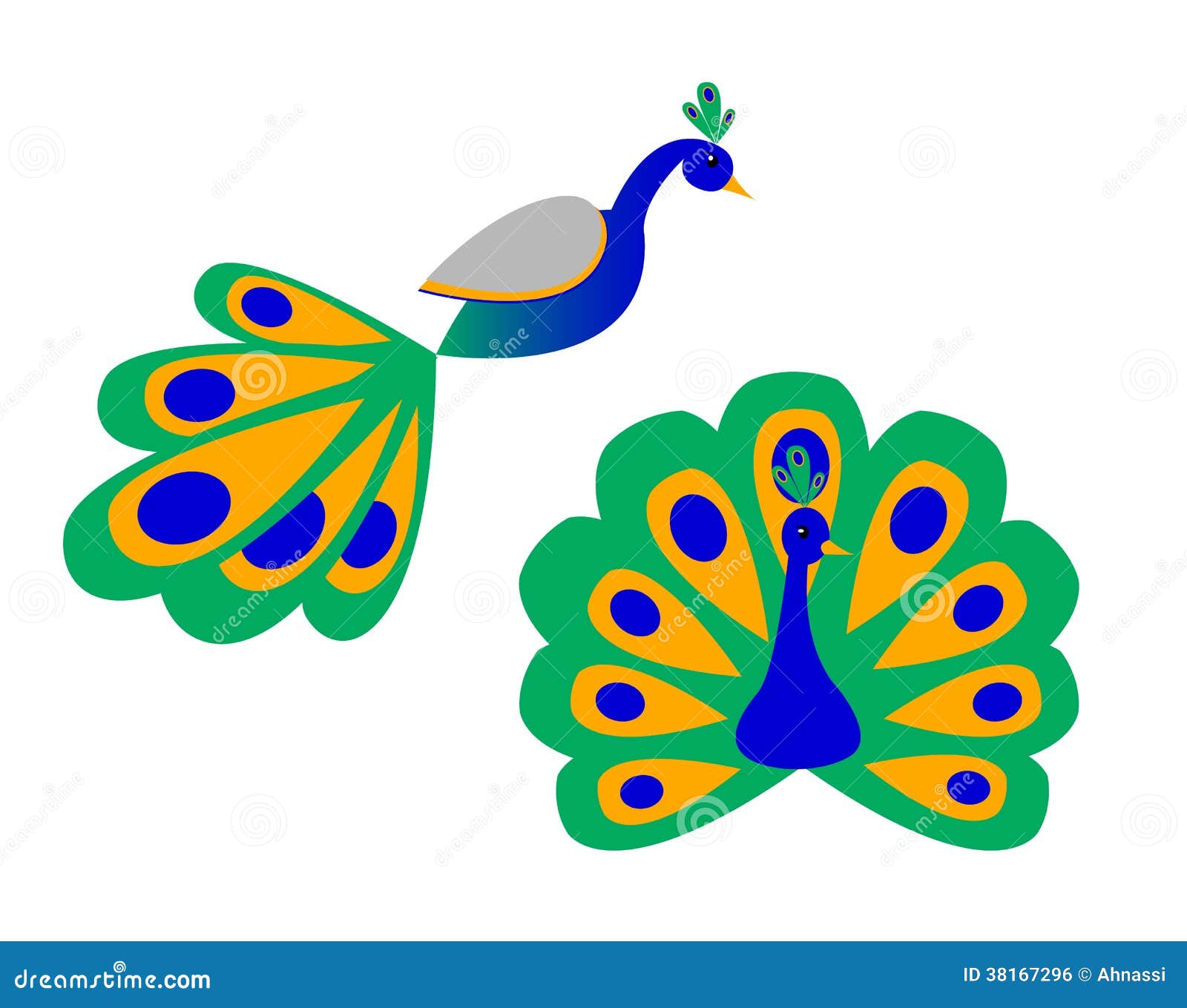 A Stylized Peacock (Front and Side View) Stock Illustration ...