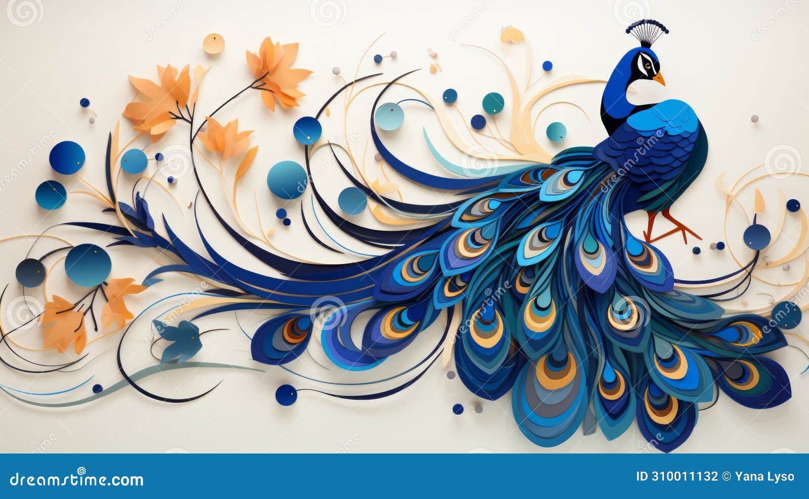Stylized Peacock Illustration With Abstract Feathers. Concept Of ...