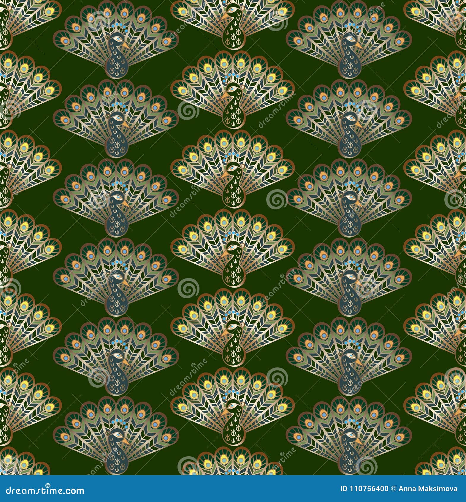 Stylized Peacocks With Luxurious Tails Vector Illustration ...