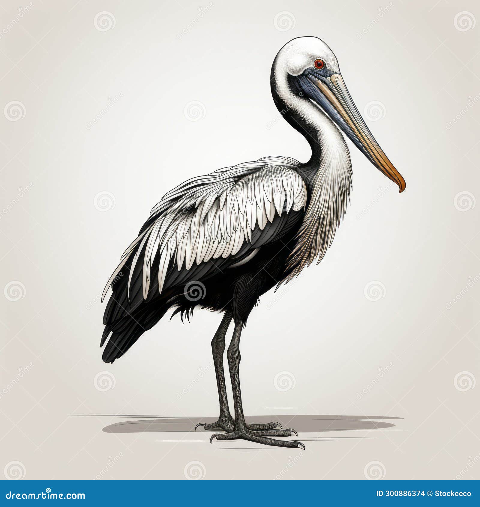 Detailed Pelican Illustration on Light Background Stock Illustration ...