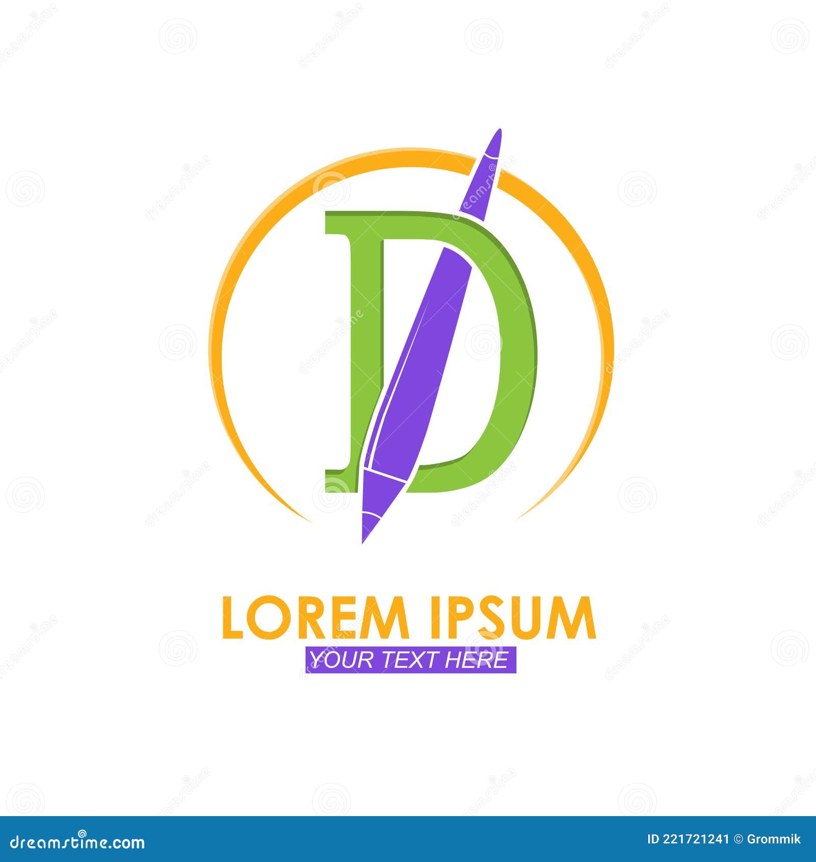 Stylized Pen Logo and the Letters D. Vector Illustration for Logo ...