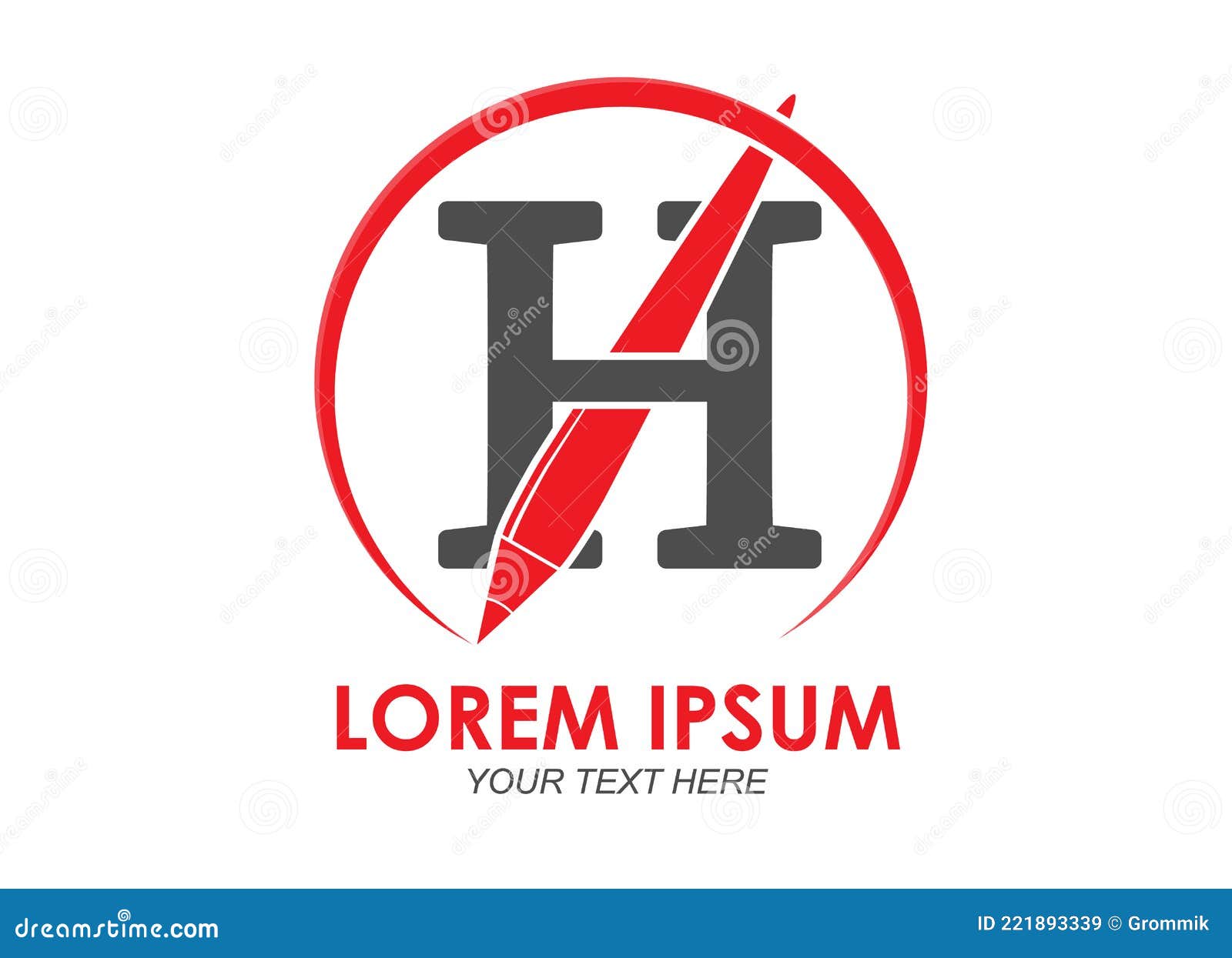 Stylized Pen Logo and the Letters H. Vector Illustration for Logo ...