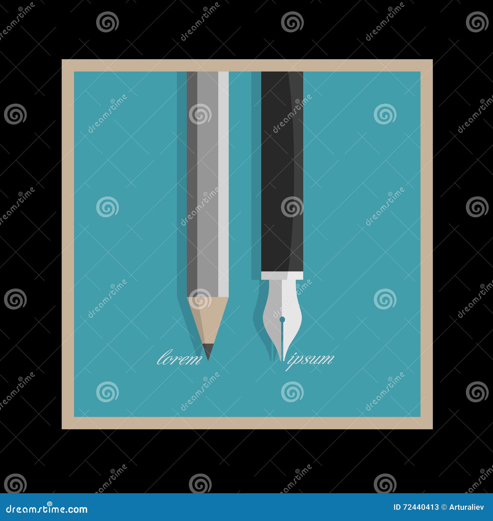 Stylized Pencil and Writing Pen Stock Vector - Illustration of graphic ...