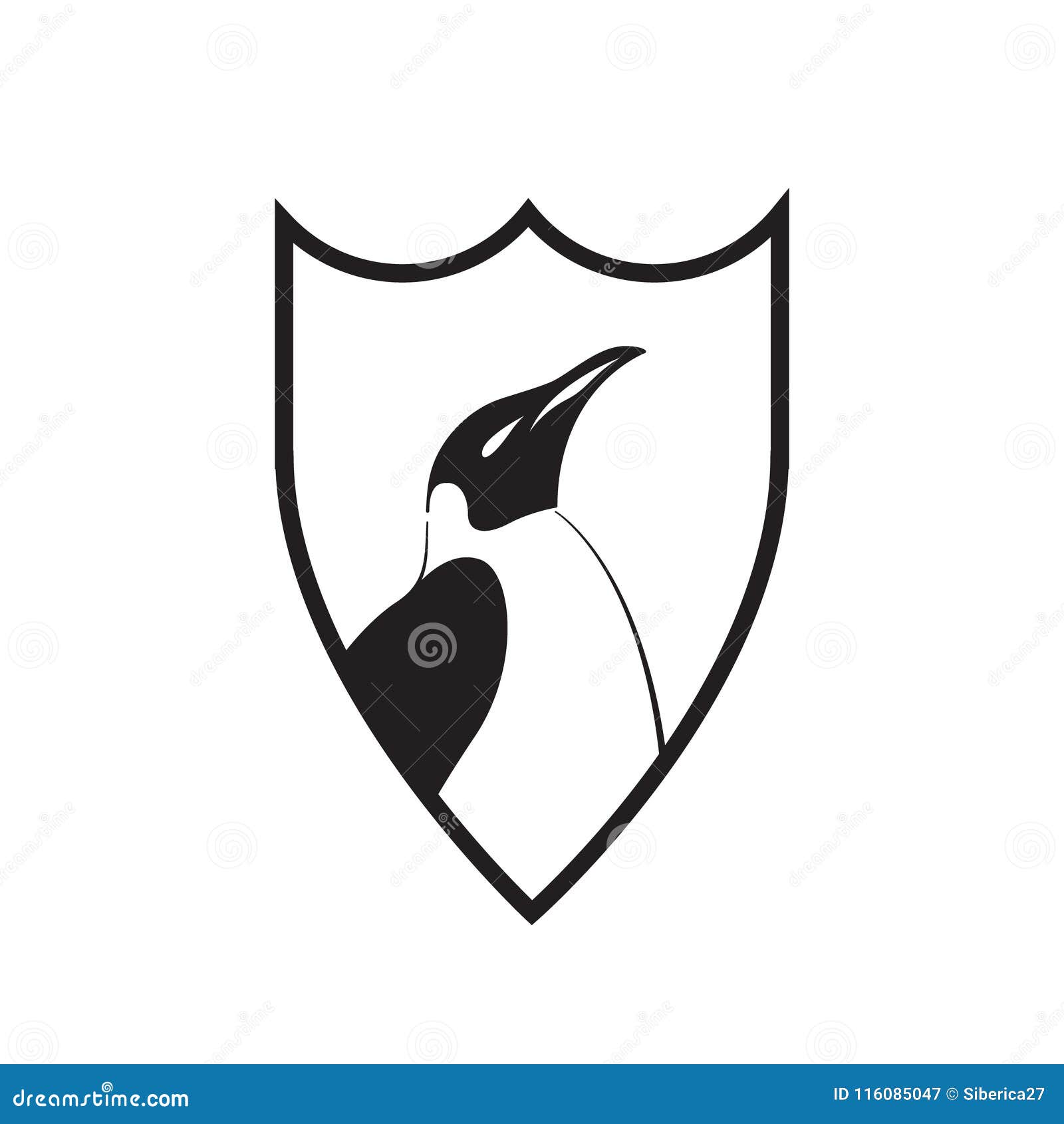 Stylized Penguin on a Shield Illustration Stock Vector - Illustration ...