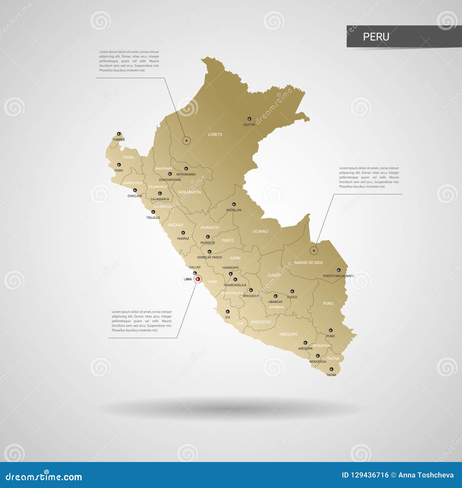 Stylized Peru Map Vector Illustration. Stock Vector - Illustration of ...