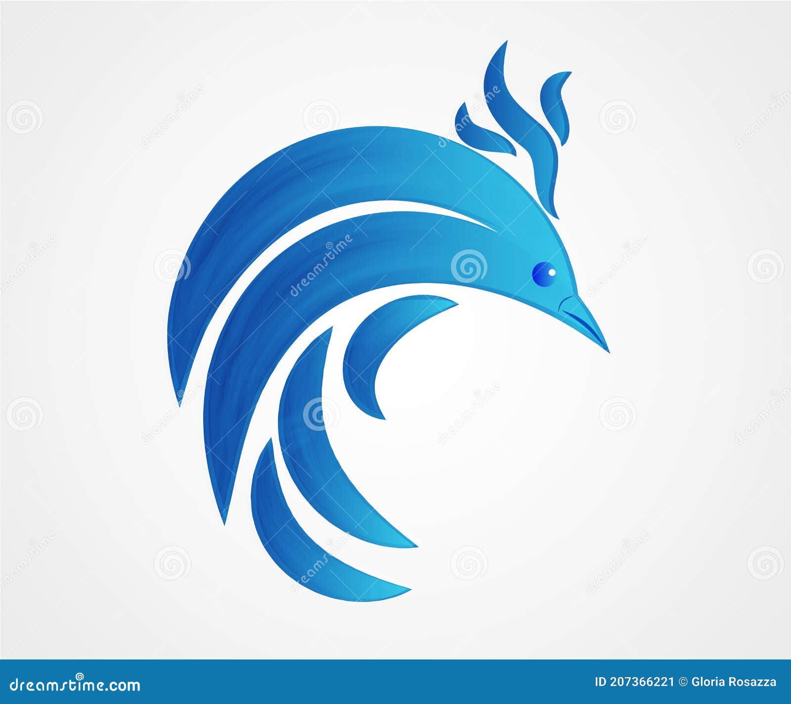 Stylized Phoenix Bird in Blue Logo Vector Design Stock Vector ...