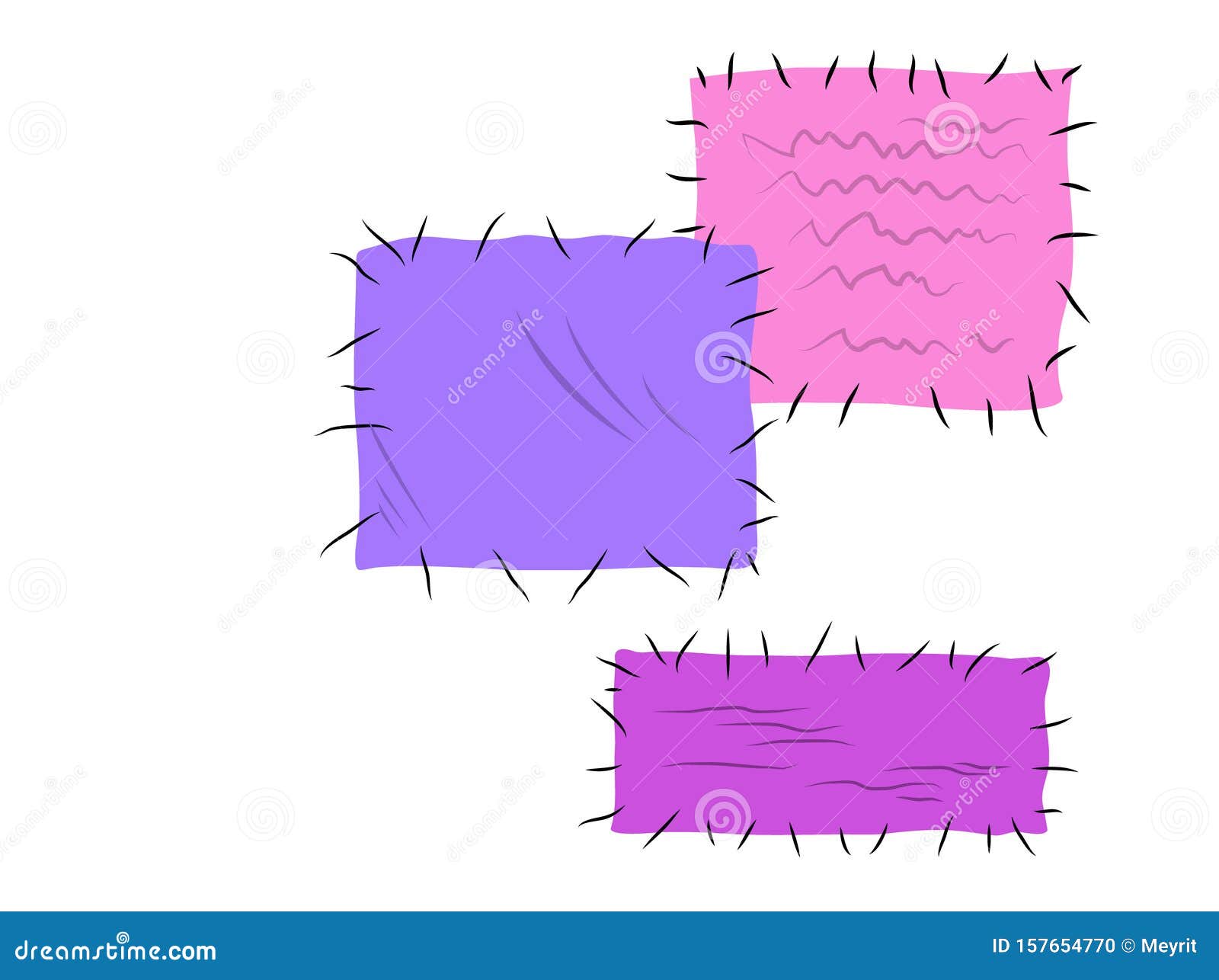 Stylized Pink Fabric Patches on a White Background. Vector Illustration ...