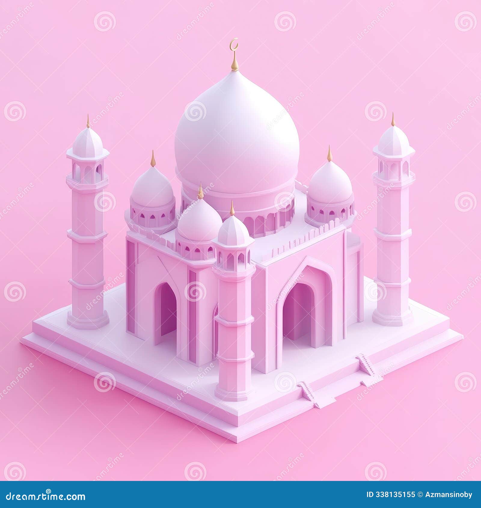 A Stylized Pink Model of a Famous Architectural Monument with Domes and ...