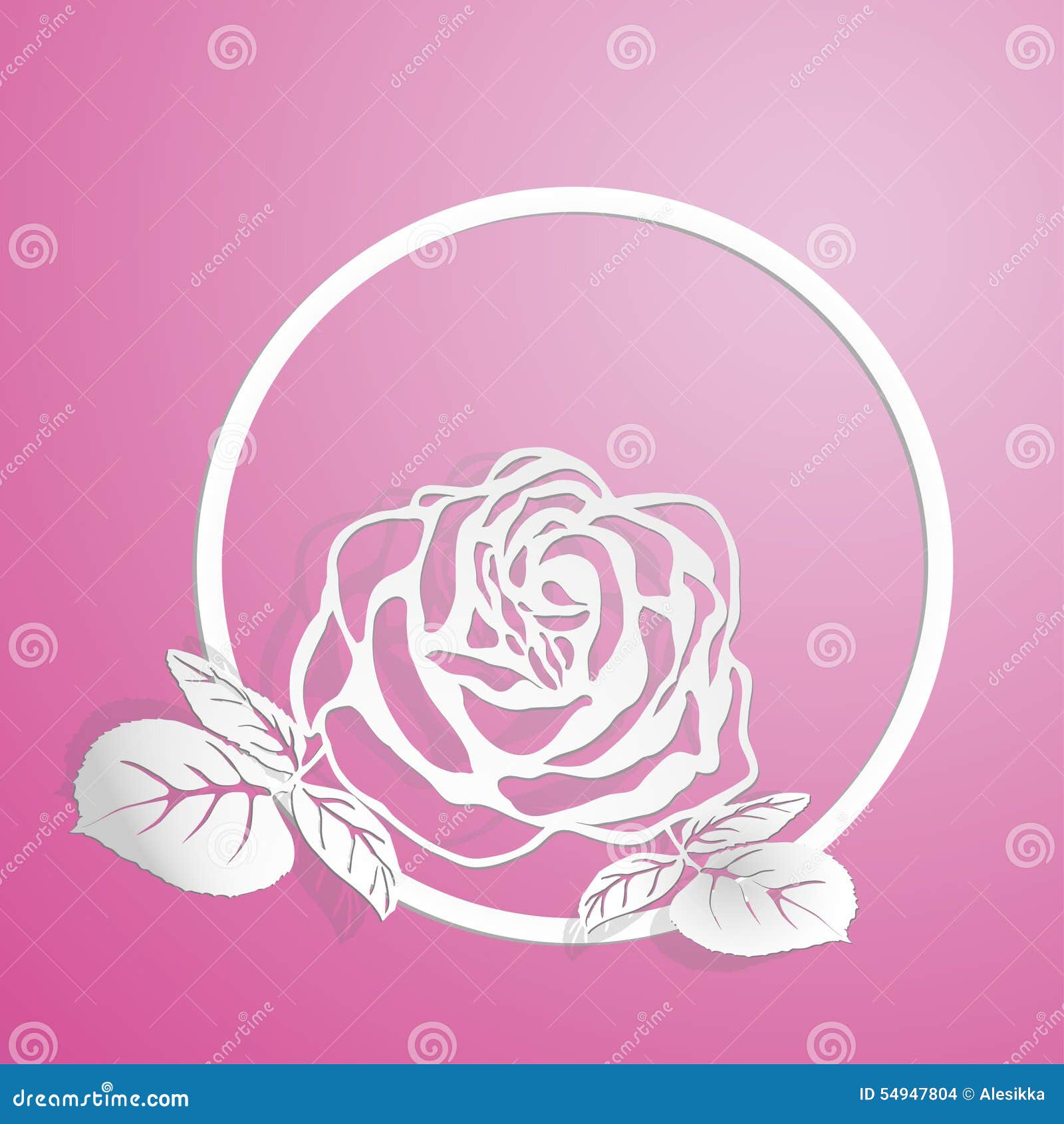Stylized Pink Rose Is On The Circle Vector Illustration | CartoonDealer ...