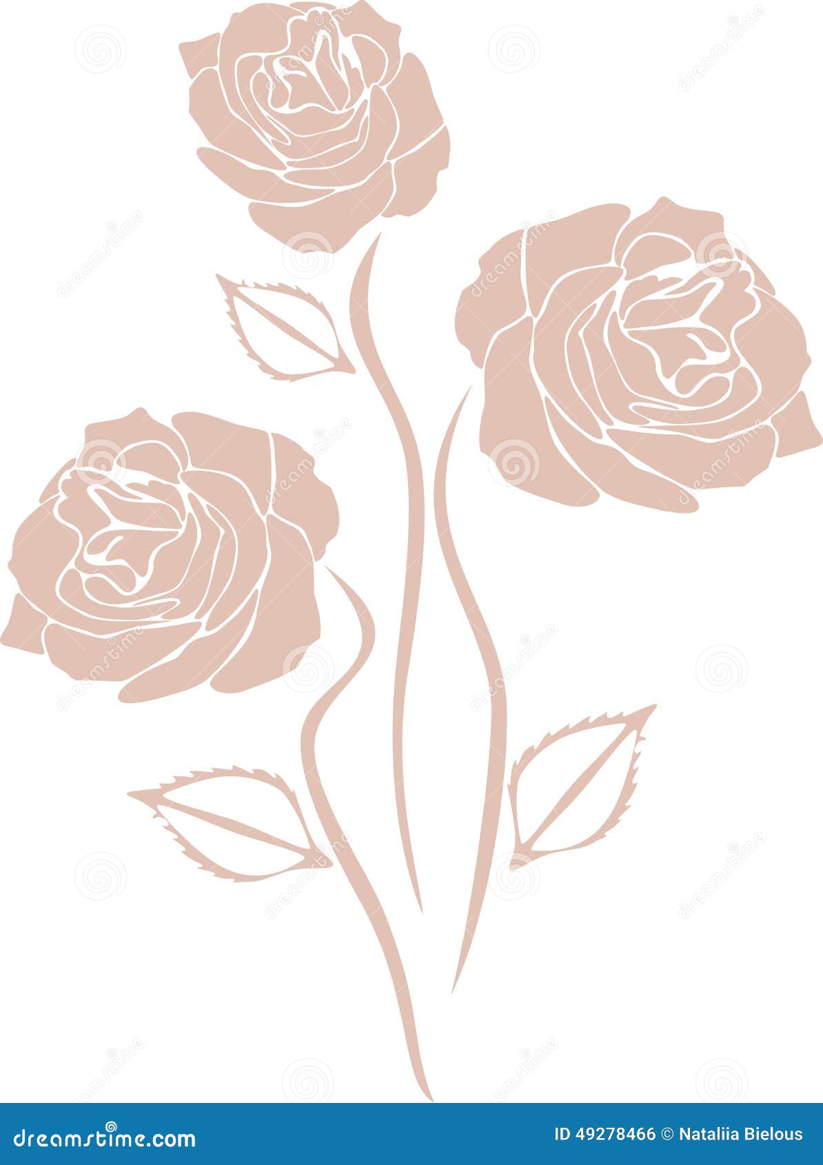 Stylized Pink Roses Isolated on the White Stock Vector - Illustration ...