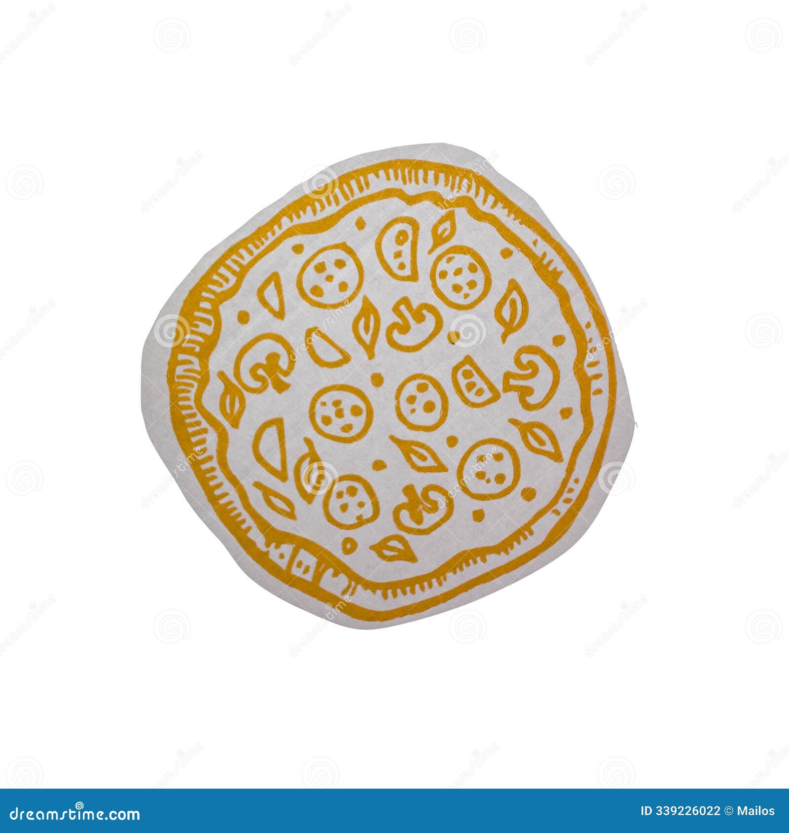 A Stylized Pizza on a White Background Stock Photo - Image of ...