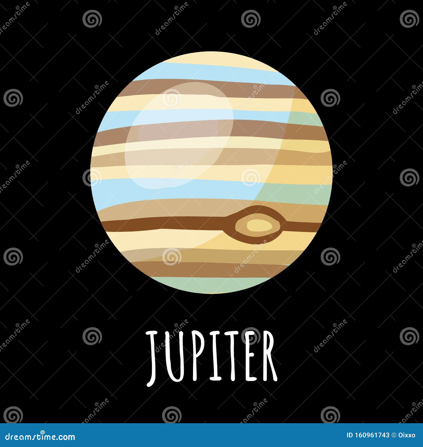 Stylized Planet Jupiter Isolated Cartoon Vector Icon Stock Vector ...
