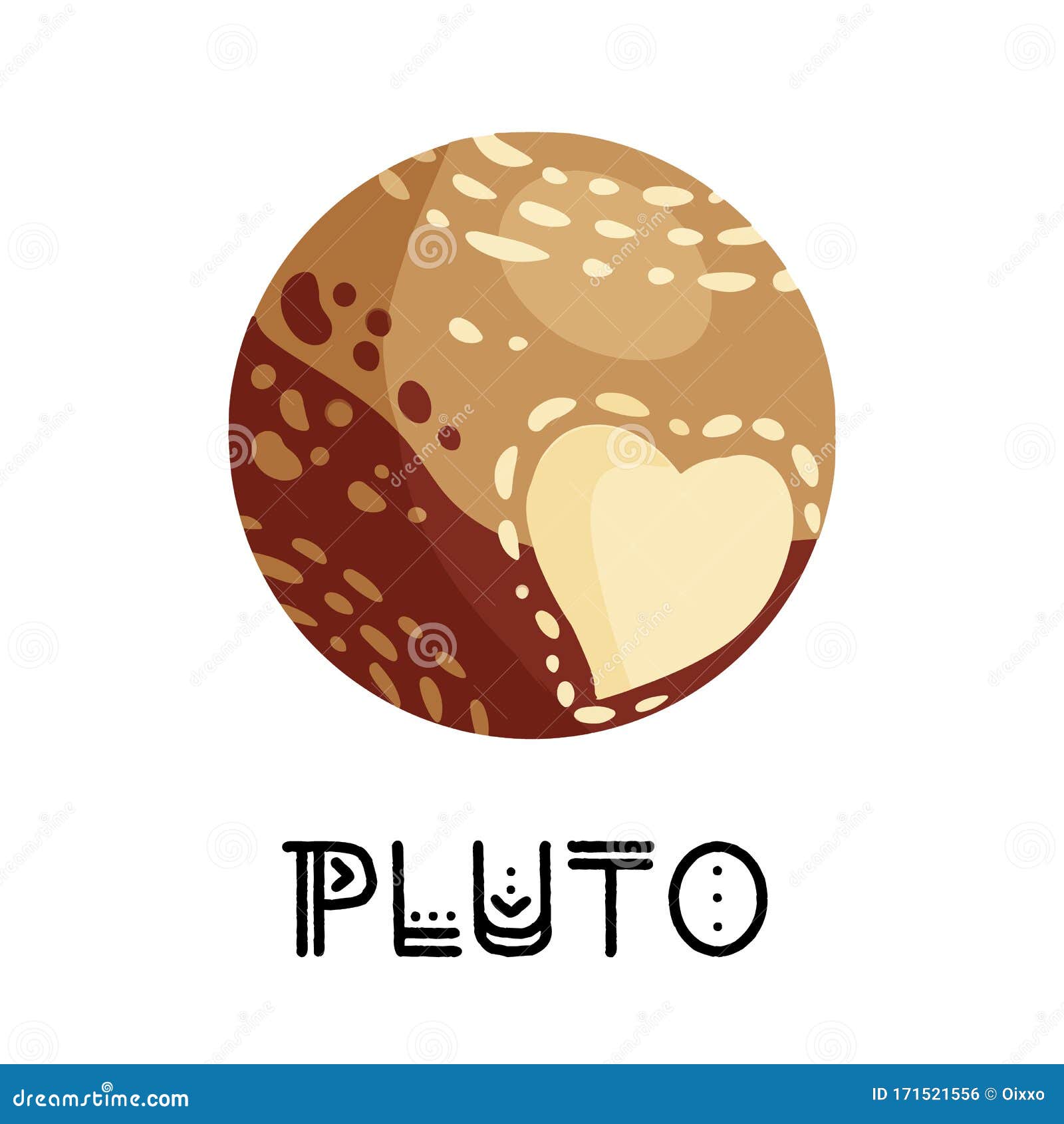 Stylized Planet Pluto Isolated Cartoon Vector Image. Astronomic Logo ...