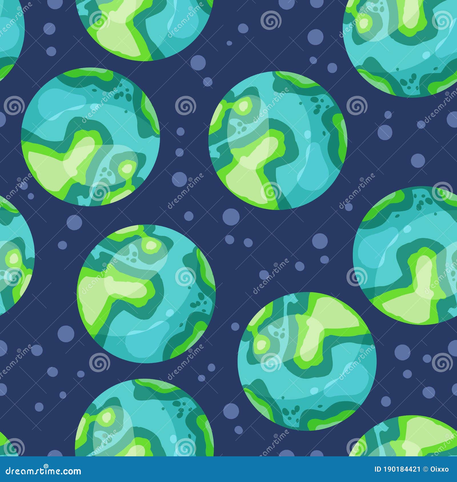 Stylized Planets Earth Abstract Seamless Space Pattern Background ...