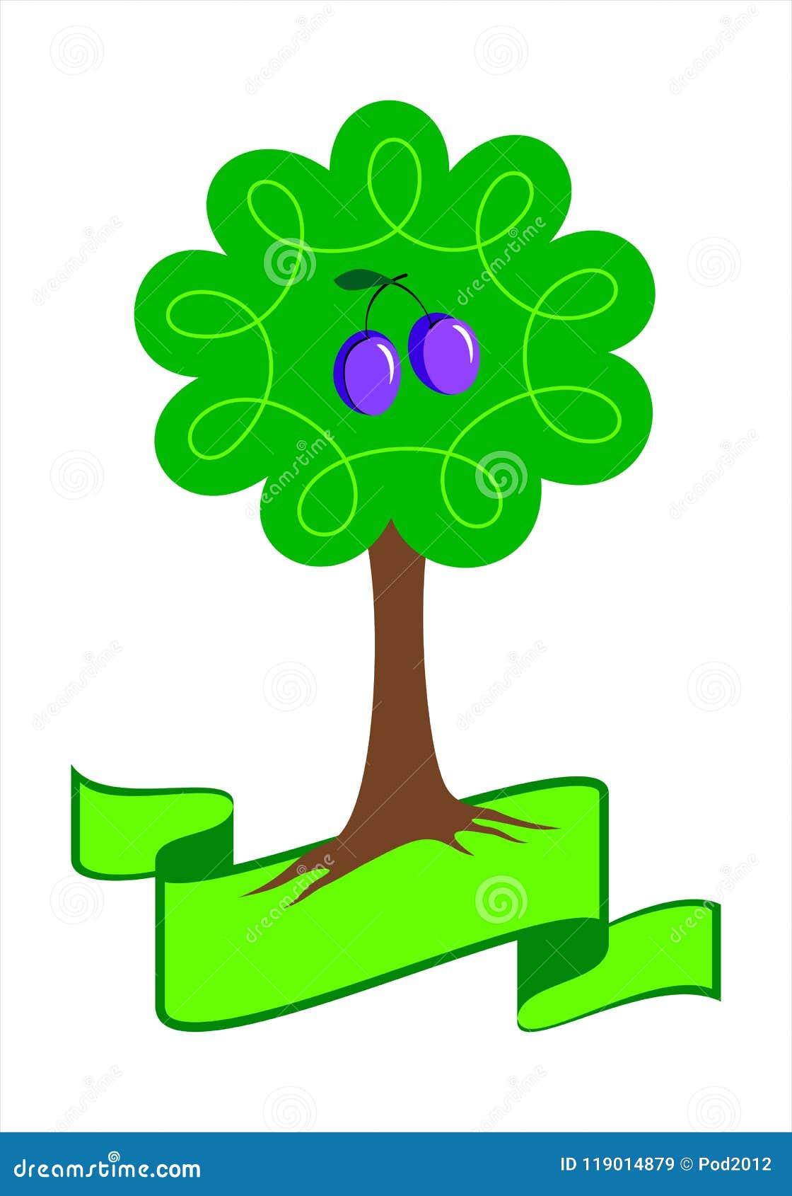 Stylized plum tree logo. stock vector. Illustration of fruit - 119014879