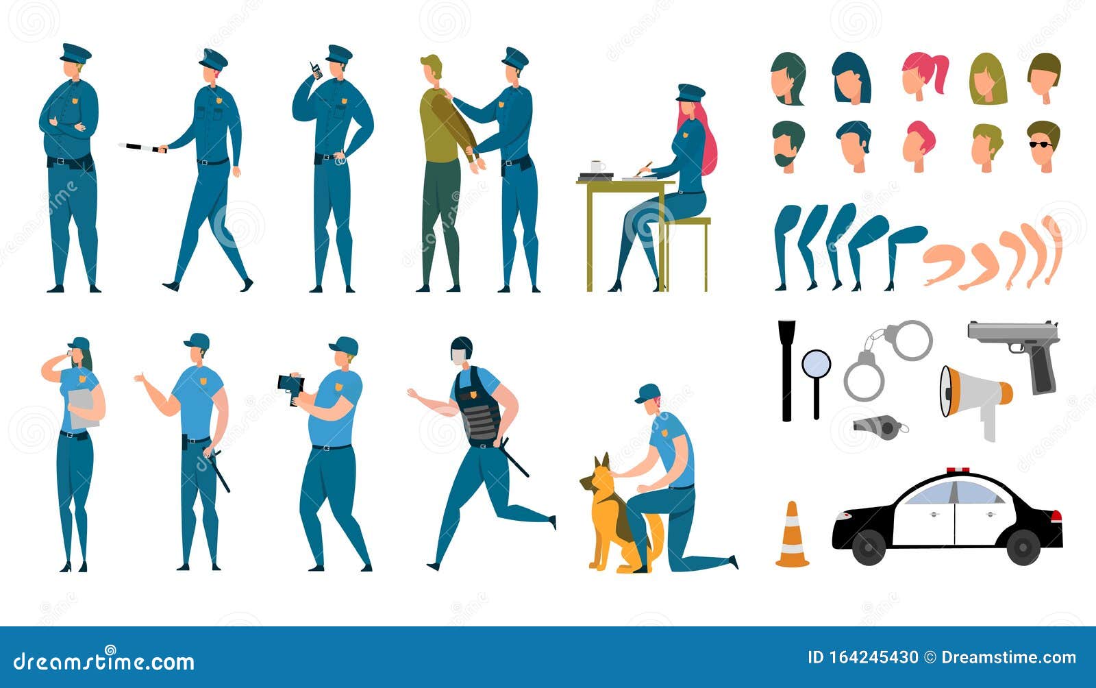 Bundle Of Police Officers Characters Vector Illustration ...