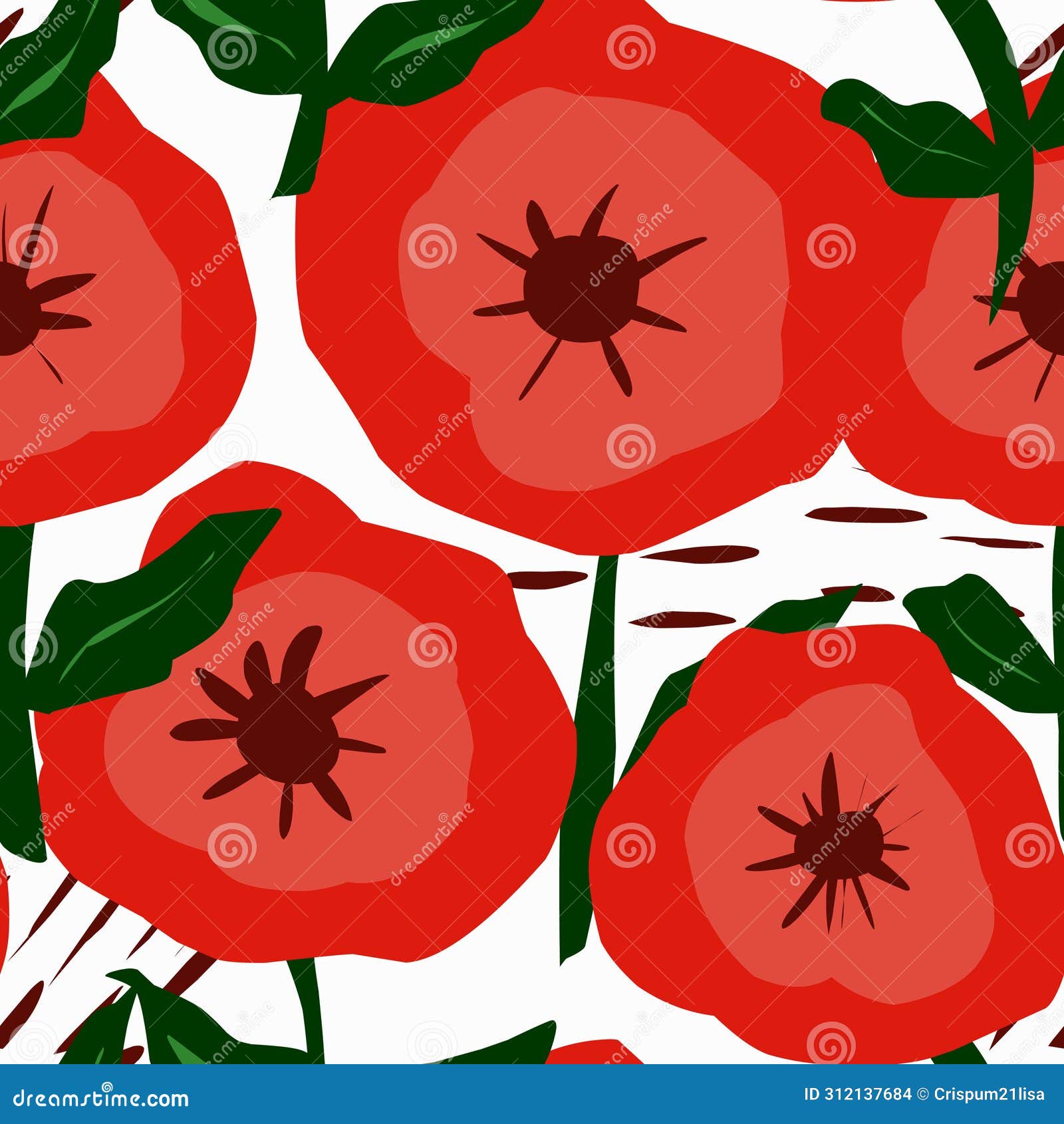Stylized Poppy in Flat Style. Stock Vector - Illustration of painting ...
