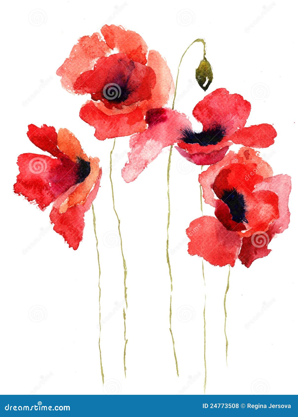 Stylized Poppy Flowers Illustration Stock Illustration - Illustration ...