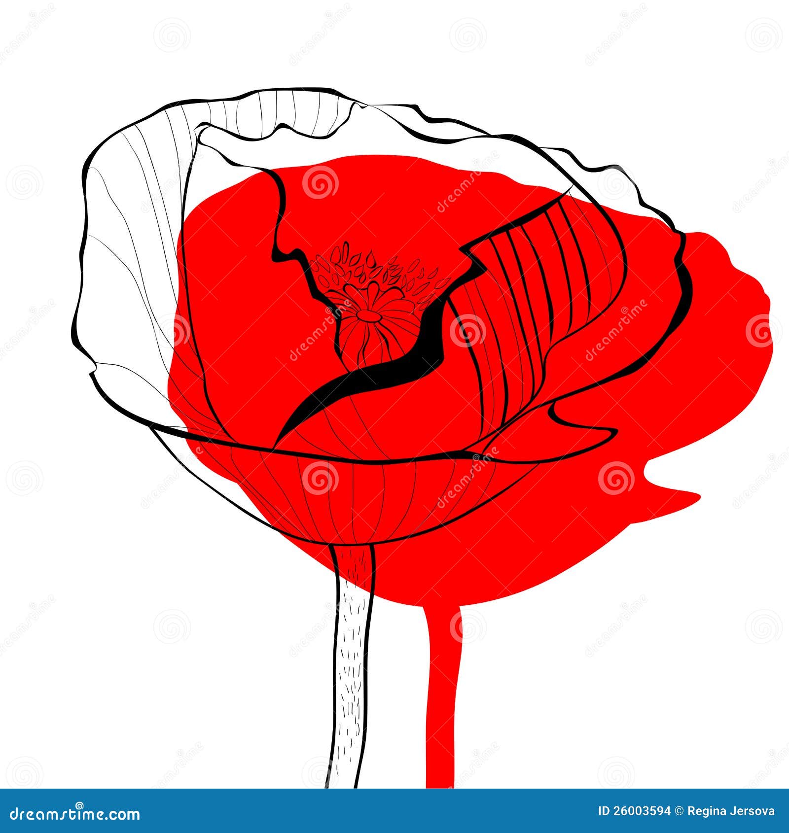 Stylized Poppy Flowers Illustration Stock Vector - Illustration of ...