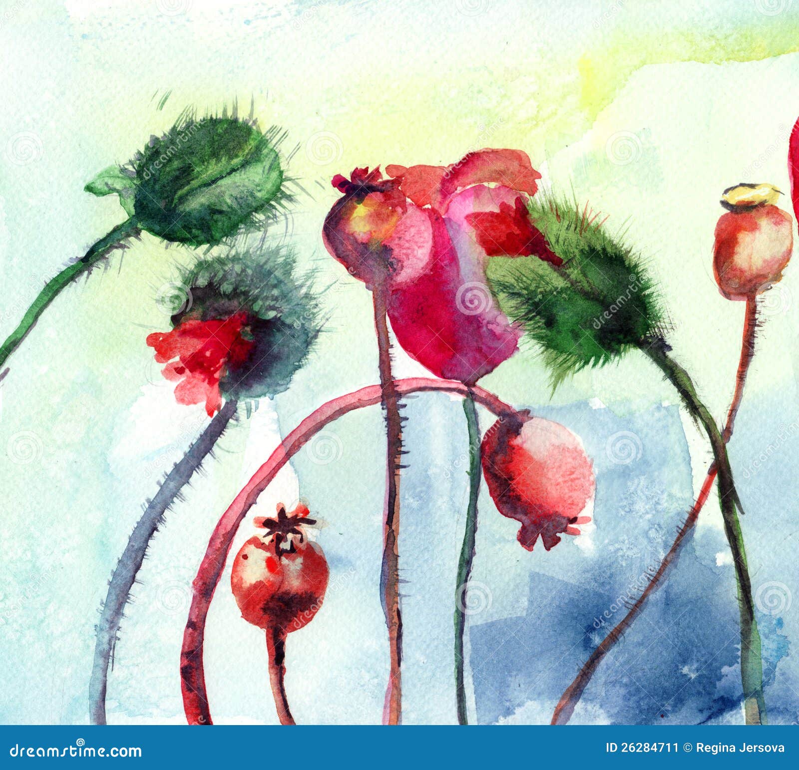 Stylized Poppy Flowers Illustration Stock Illustration - Illustration ...