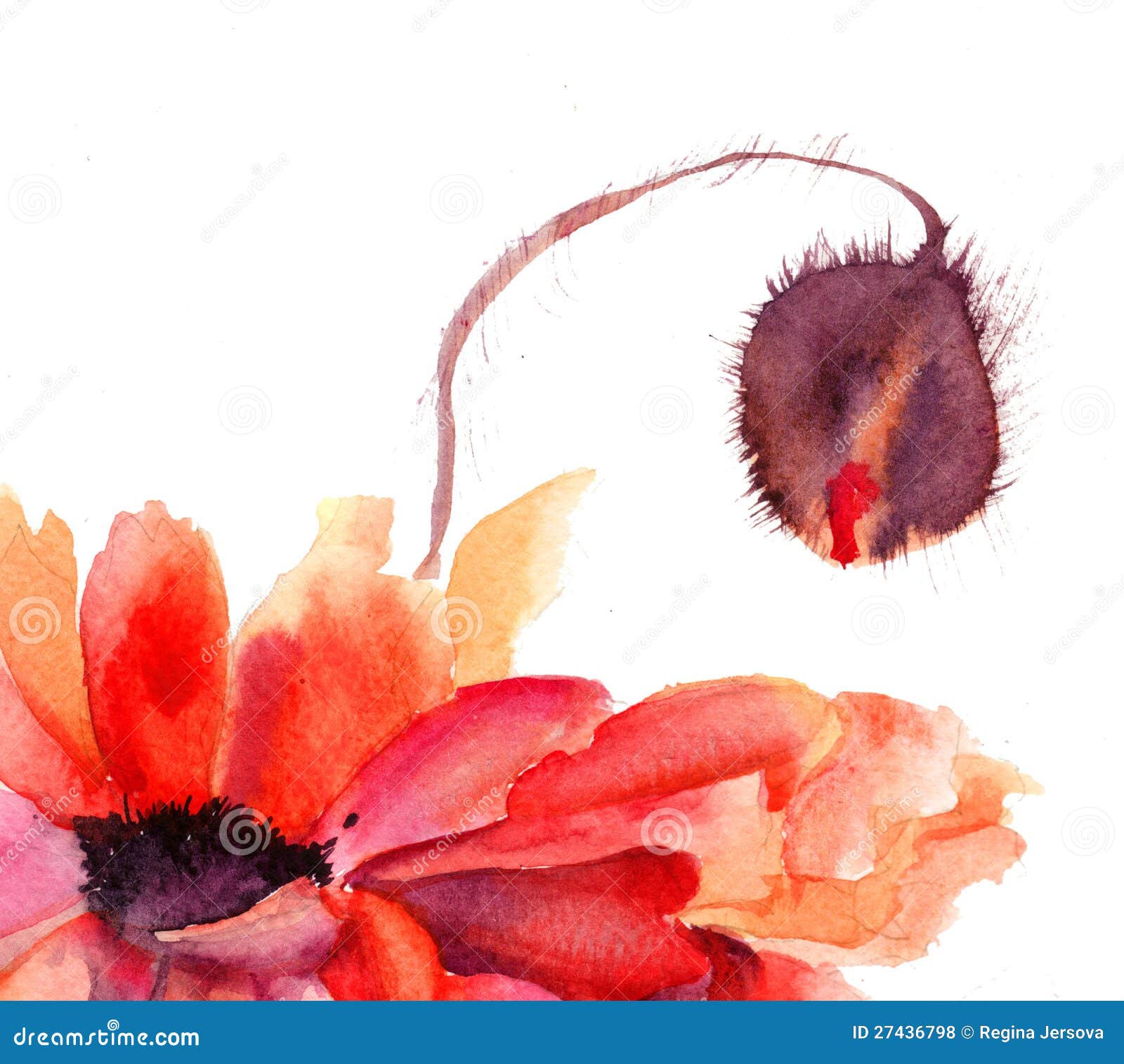 Stylized Poppy Flowers Illustration Stock Illustration - Illustration ...