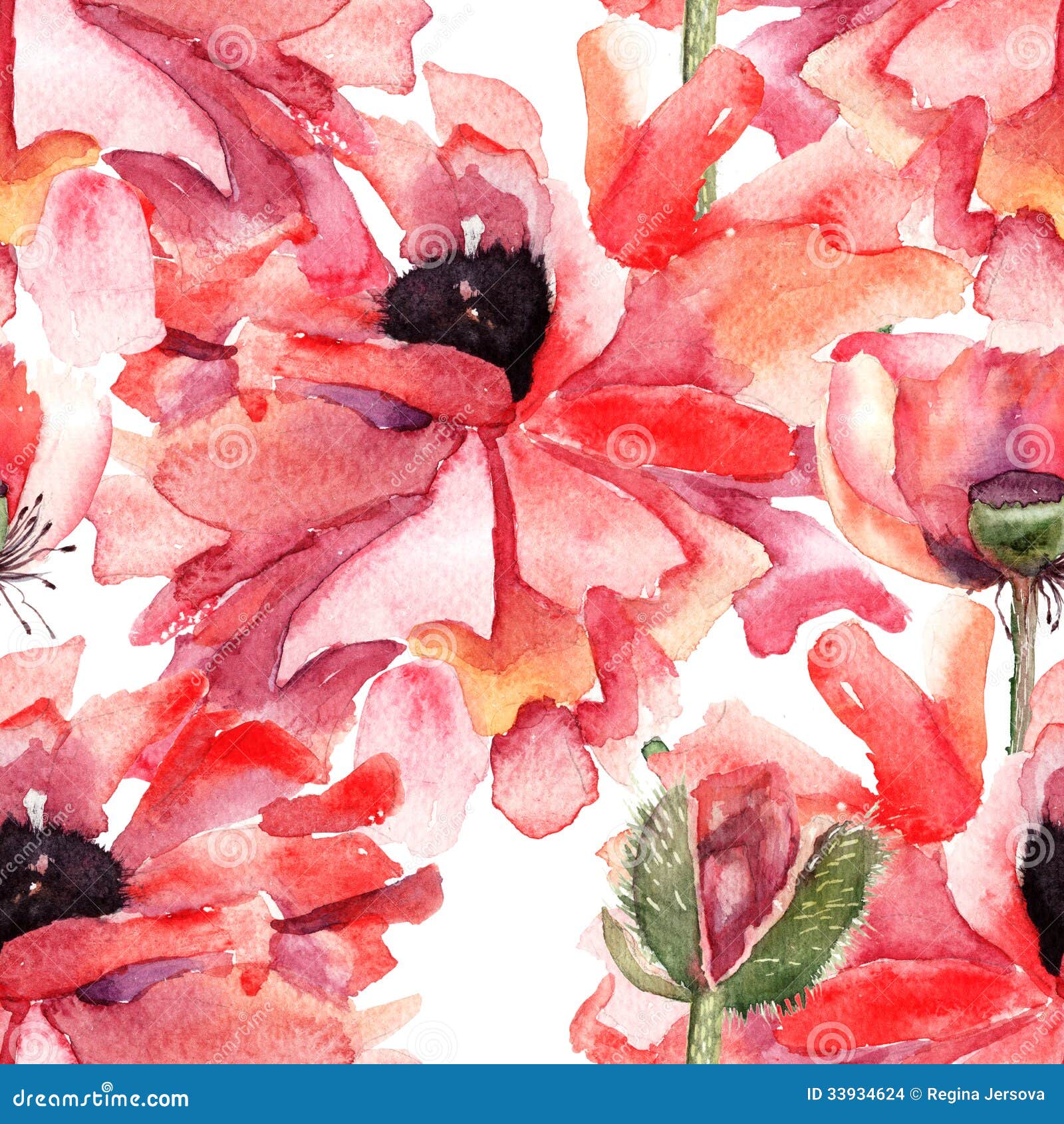 Stylized Poppy Flowers Illustration Stock Illustration - Illustration ...