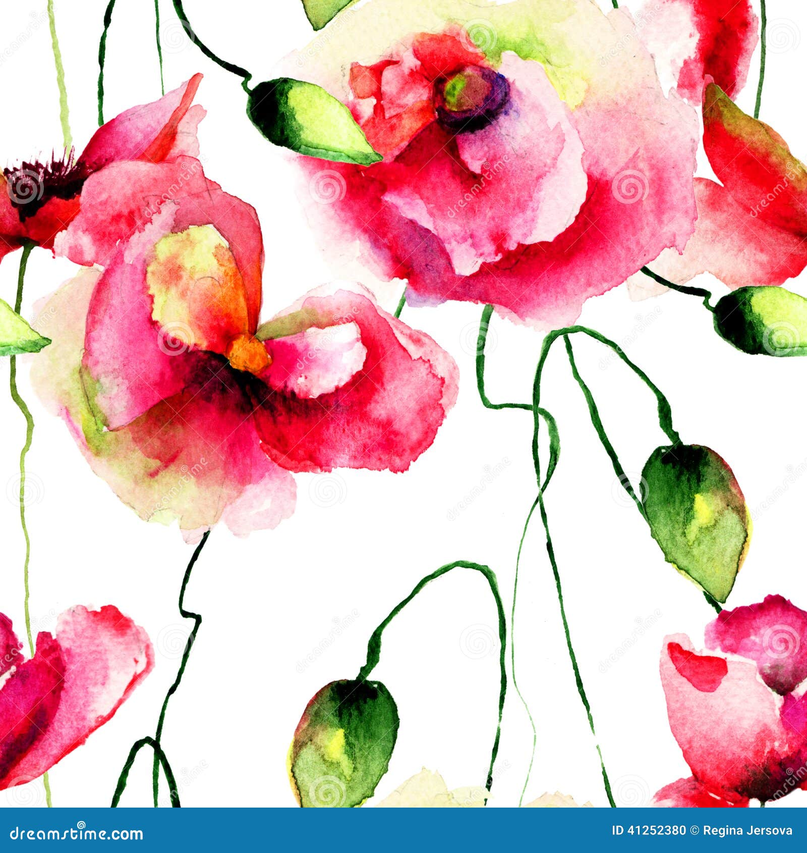 Stylized Poppy Flowers Illustration Stock Illustration - Illustration ...