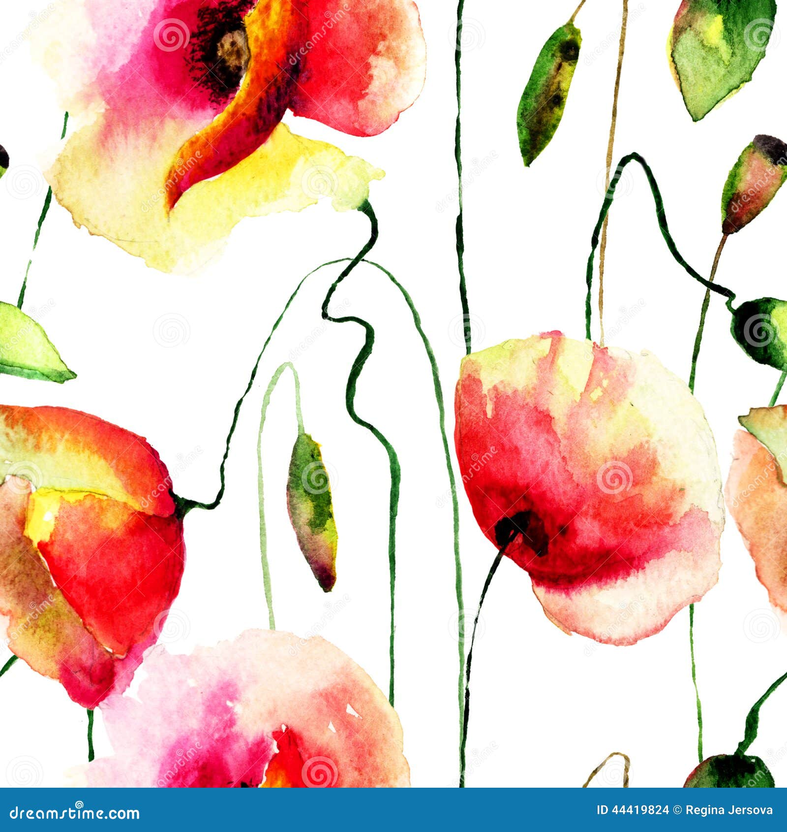 Stylized Poppy Flowers Illustration Stock Illustration - Illustration ...