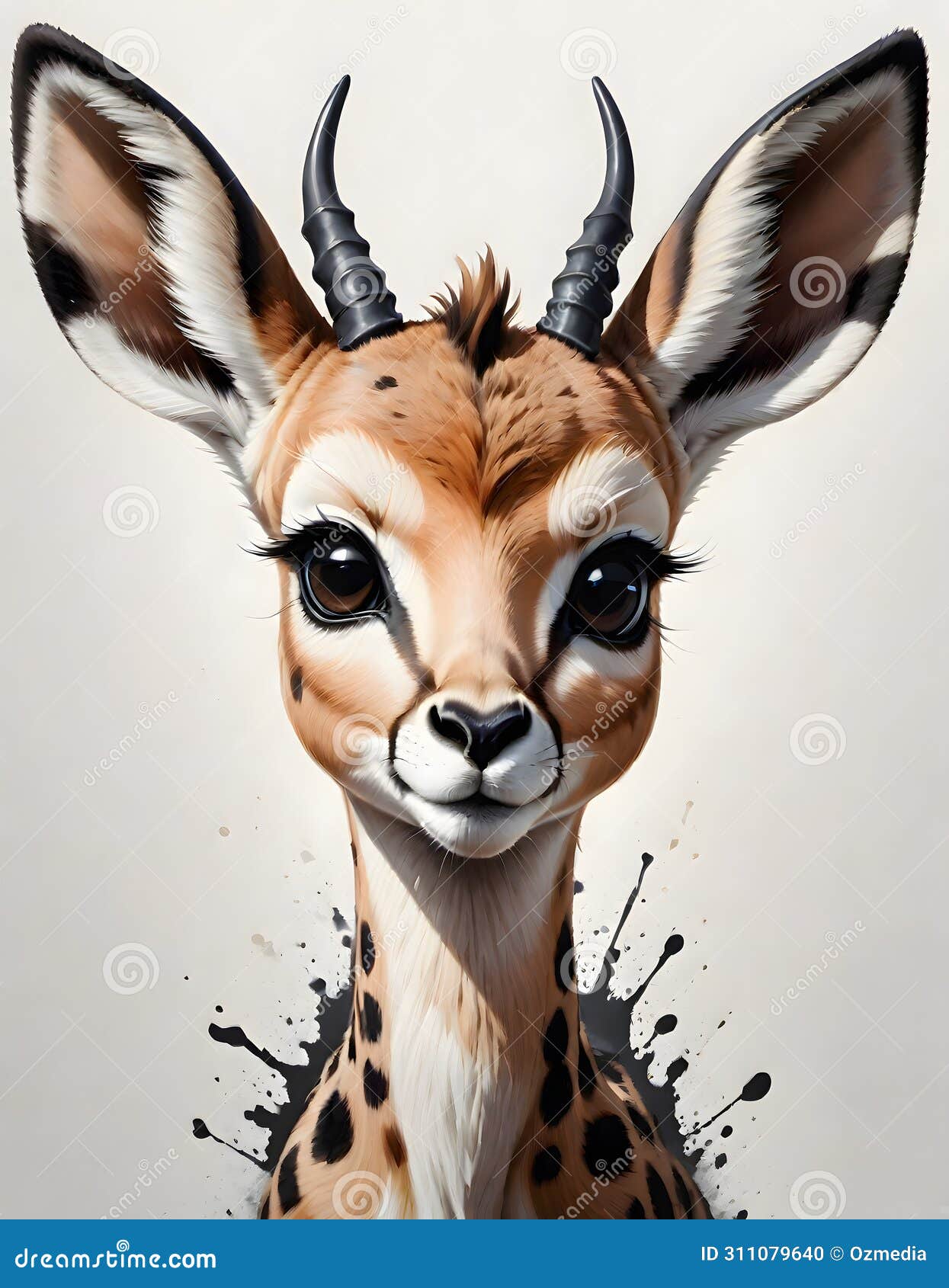 Cute Gazelle With Large Eyes And Prominent Ears In Artistic Portrait ...