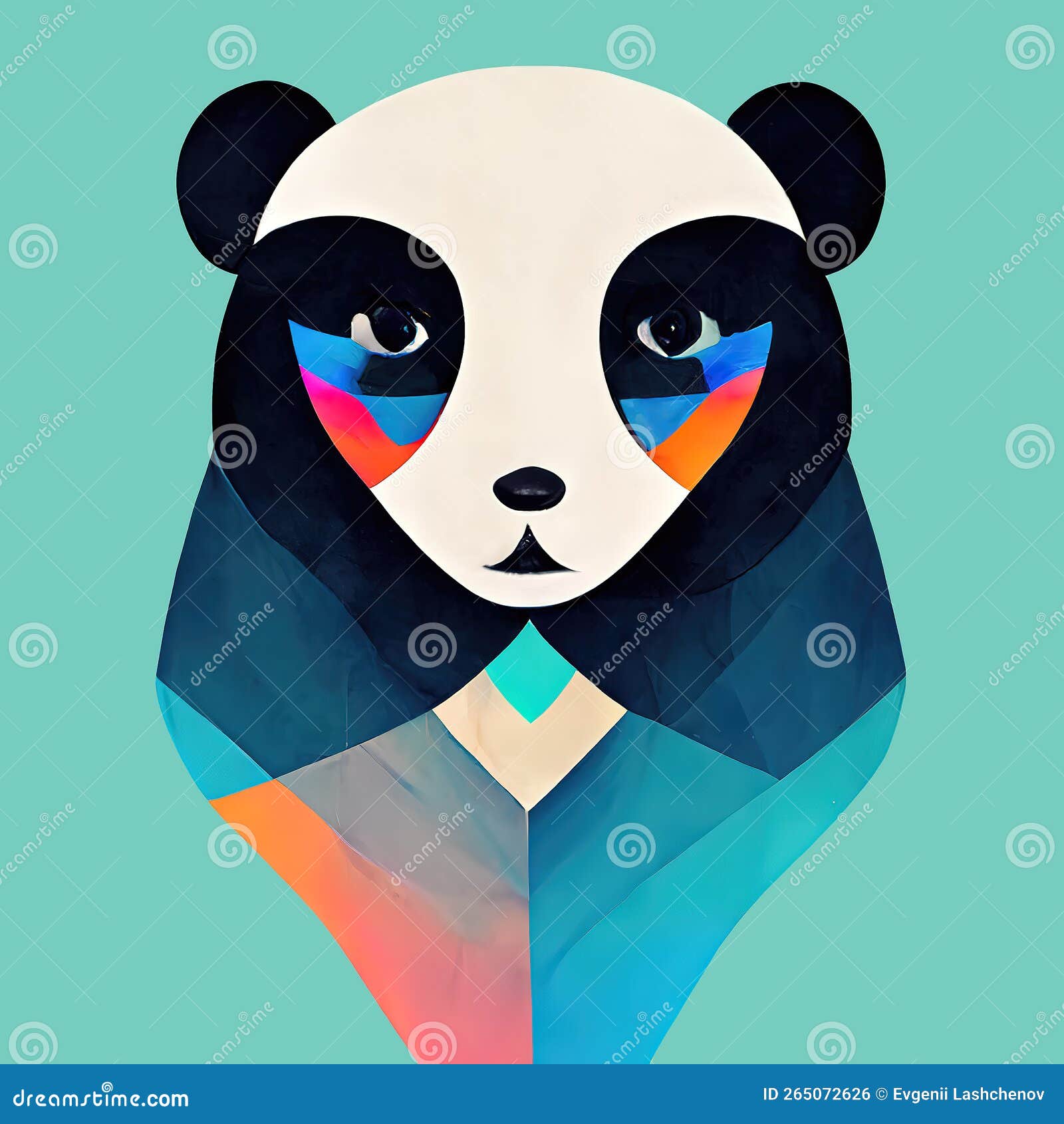 Stylized Portrait of a Panda Bear. Bright Panda Sticker. Digital ...