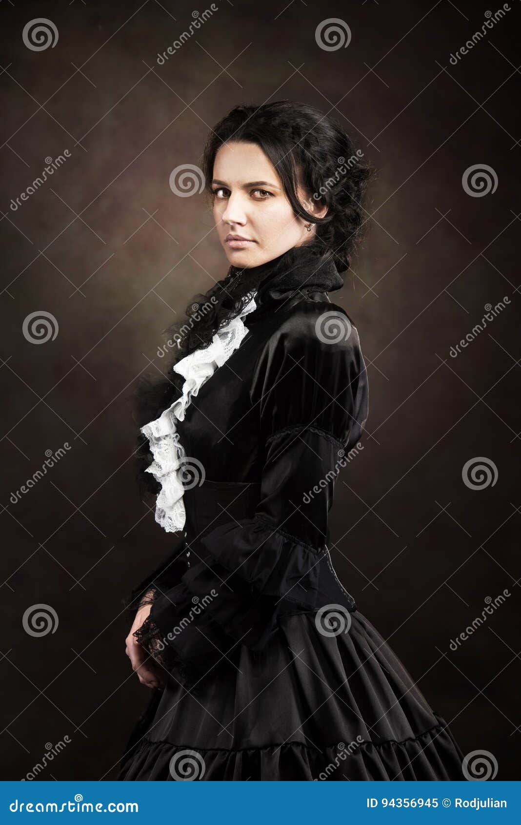 Stylized Portrait of a Victorian Lady in Black Stock Image - Image of ...