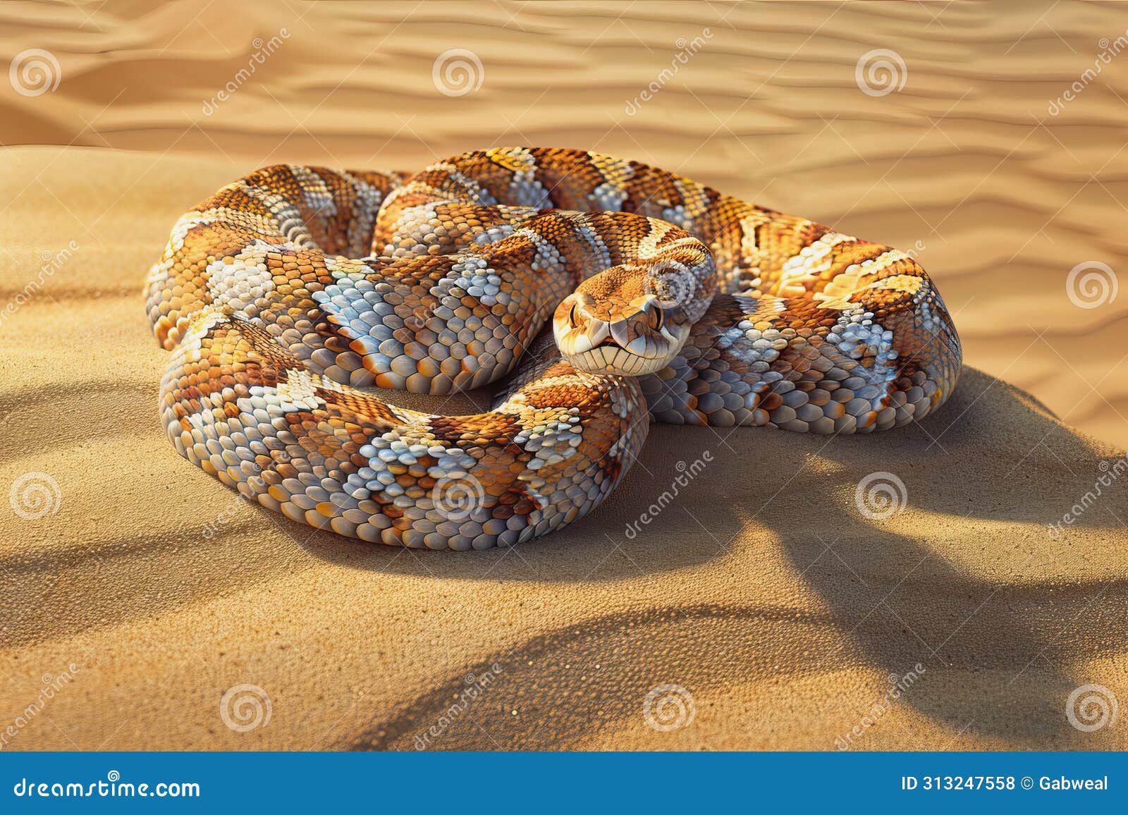 Puff Adder in the Desert Sand, Africa, AI Generated Stock Illustration ...