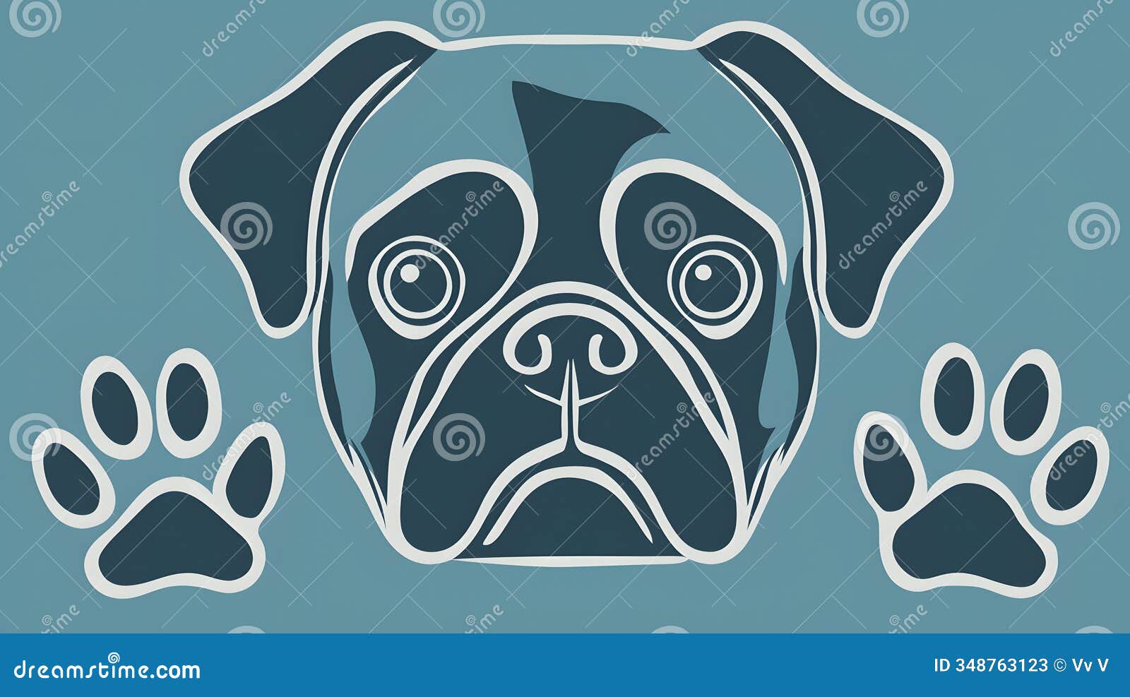 Stylized Pug Illustration with Playful Expression Stock Illustration ...