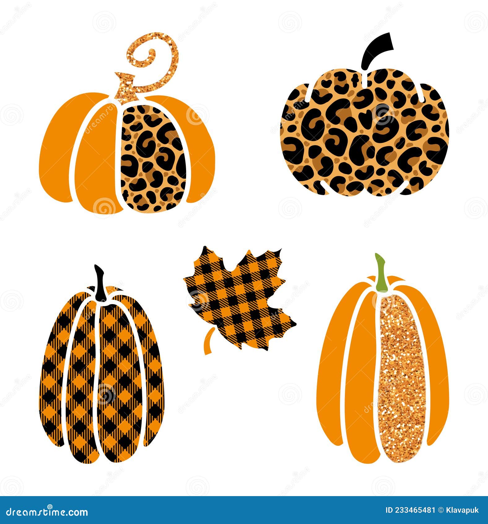 Stylized Pumpkins with a Trendy Glamorous Print Stock Vector ...