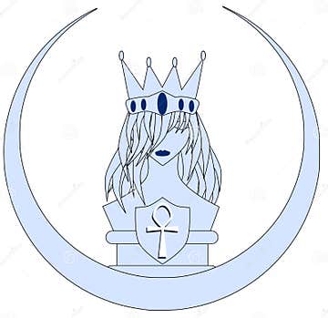Stylized Queen with Ankh and Moon Stock Vector - Illustration of egypt ...