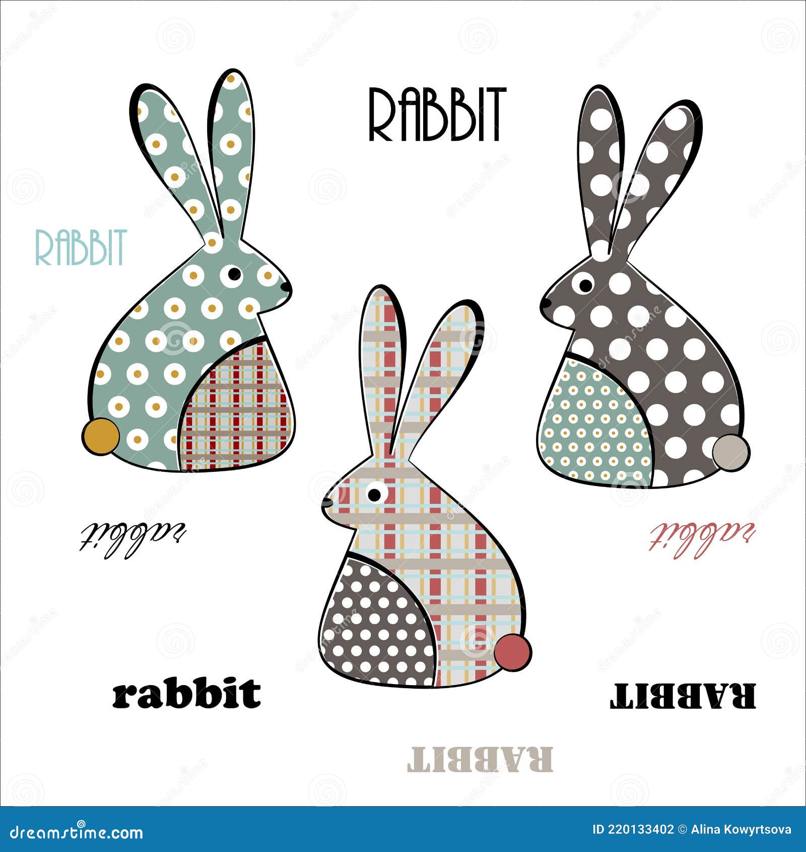 Stylized Rabbits in a Minimalist Style with a Pattern in the Form of ...