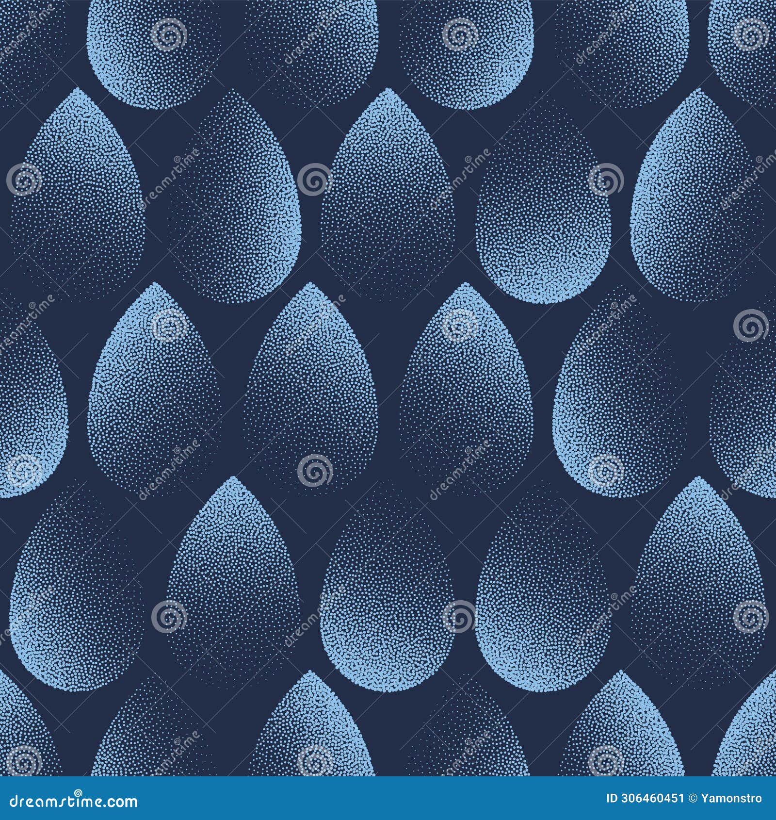 Stylized Rain Drops Seamless Pattern Trendy Vector Blue Abstract ...