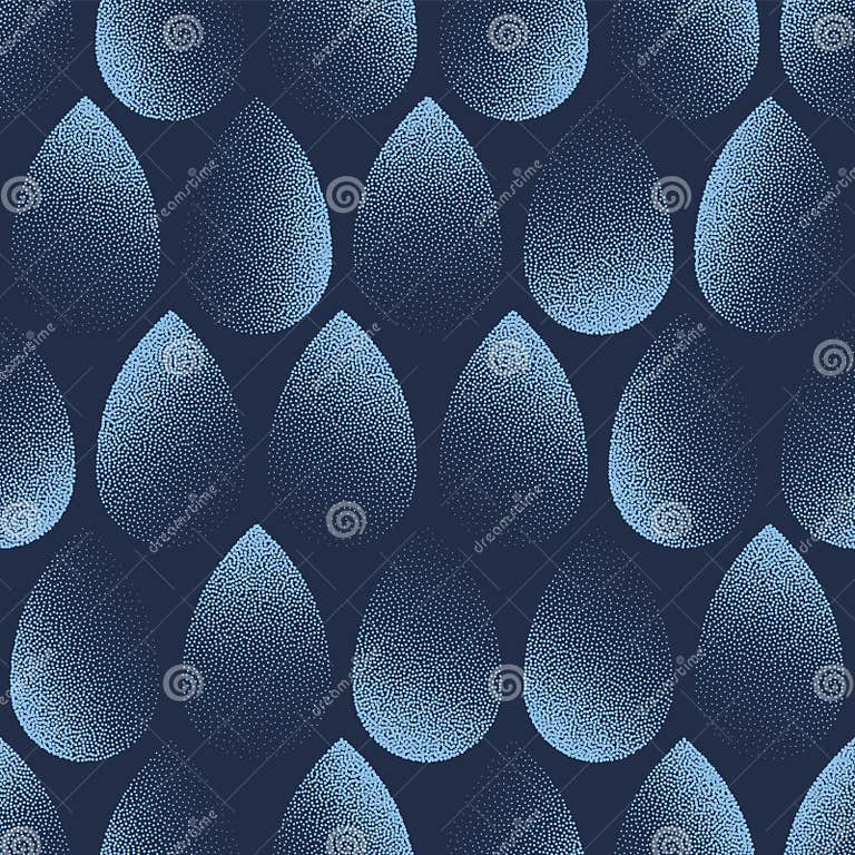 Stylized Rain Drops Seamless Pattern Trendy Vector Blue Abstract ...